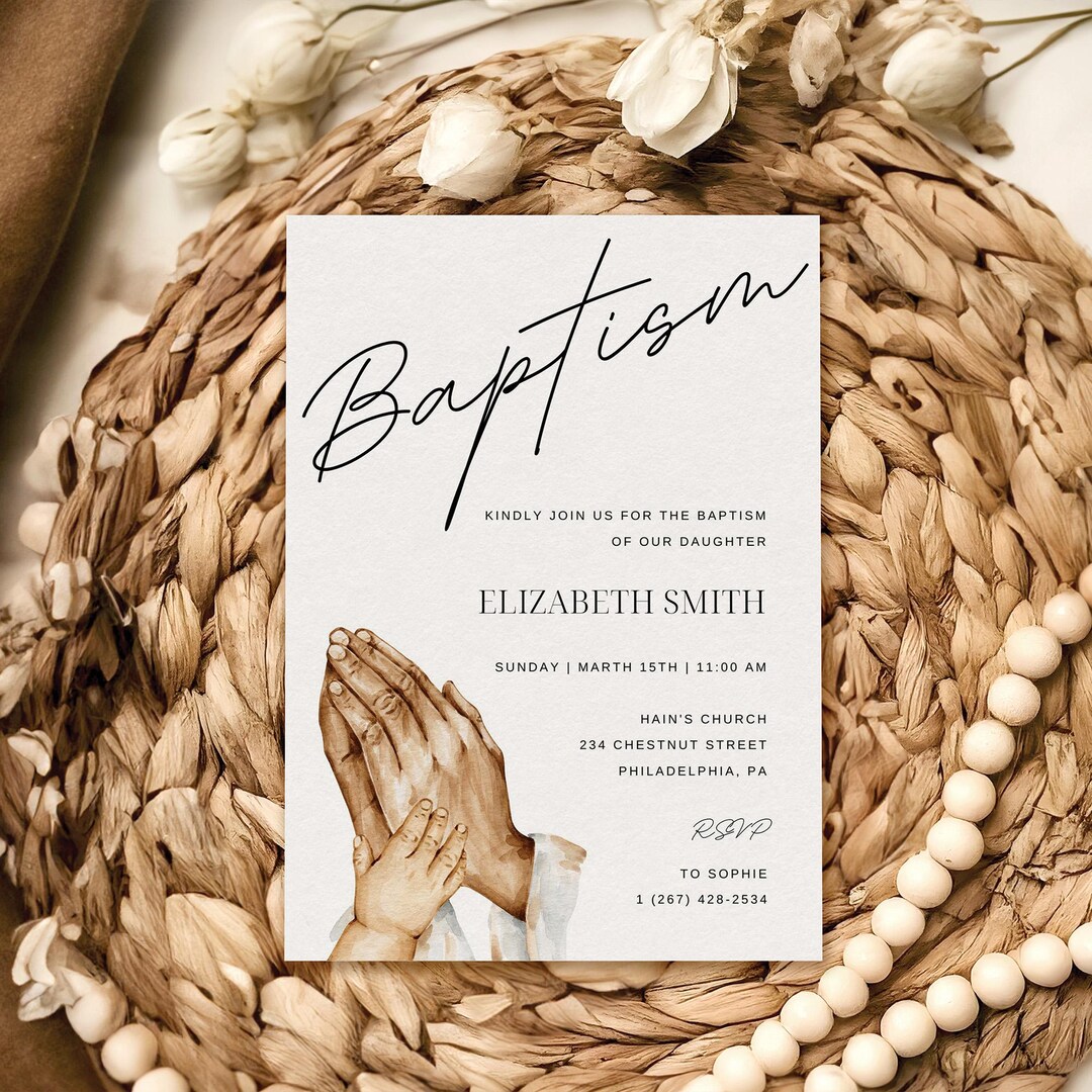 Editable Doughter Baptism Invitation | Customizable Religious Card I ...