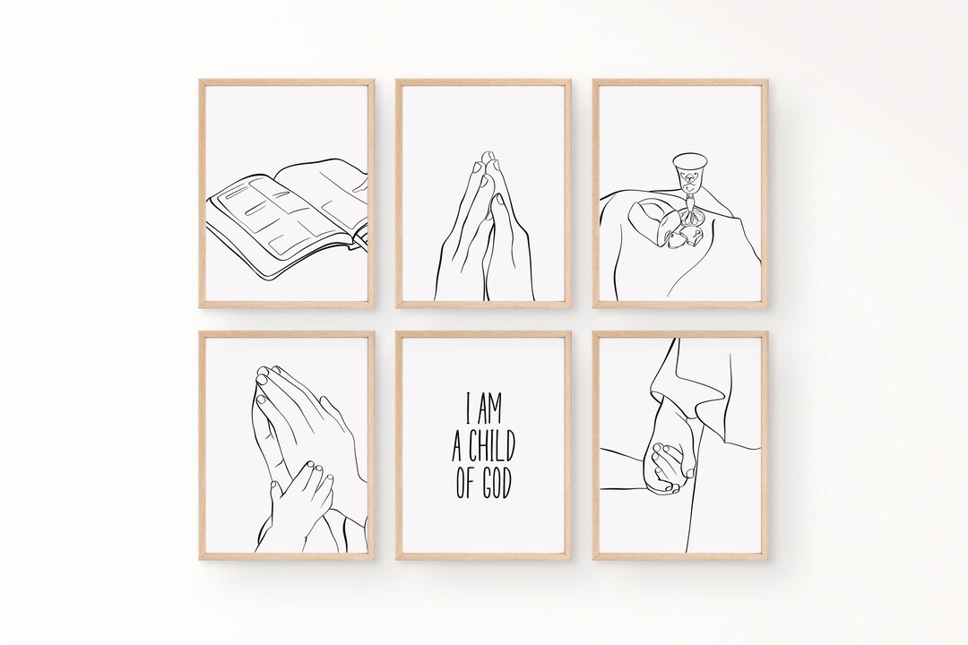Christian Faith Line Art Poster Set of 6 | Minimalistic Christian Wall ...