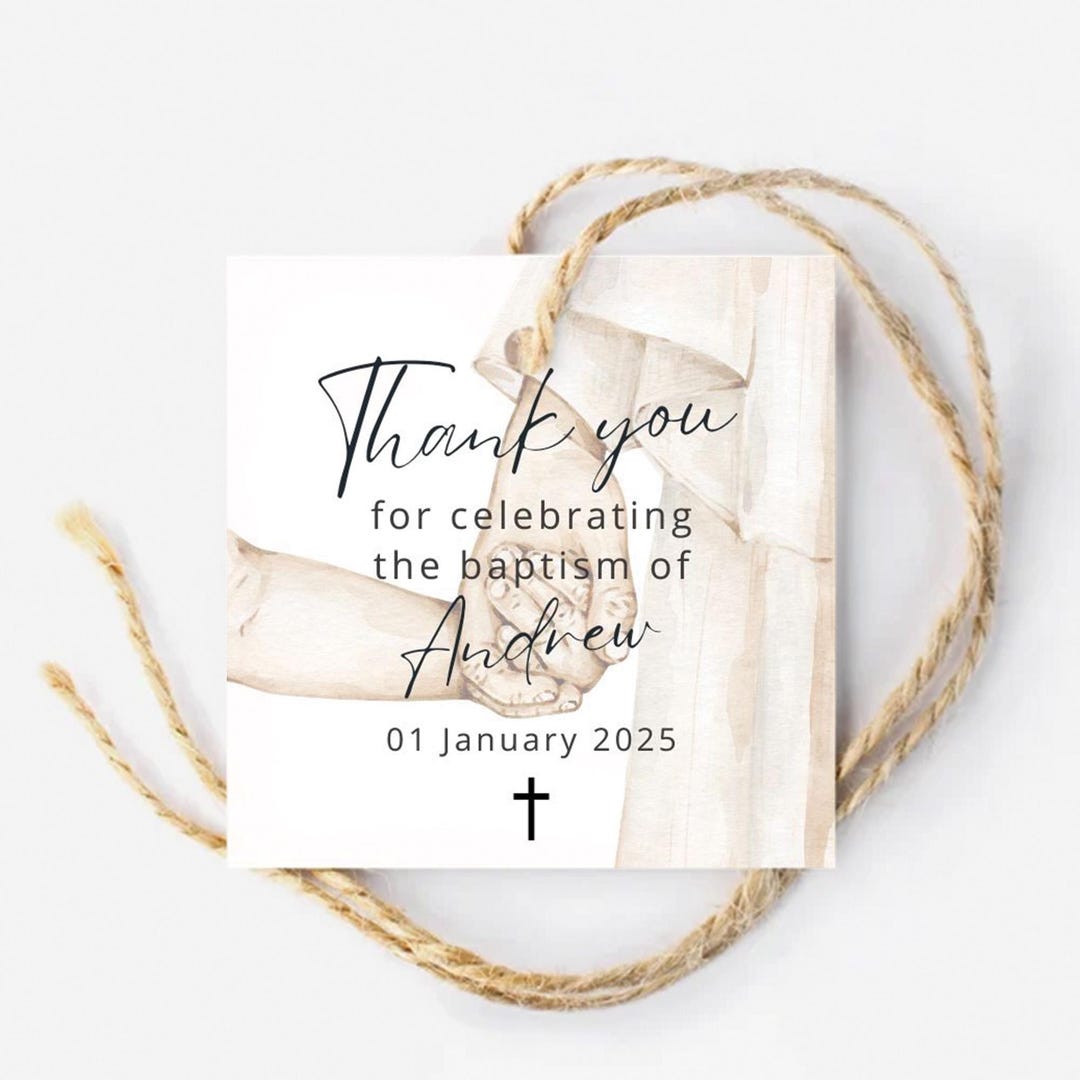 Editable and Printable Boy/girl Baptism Thank You Tag Template ...