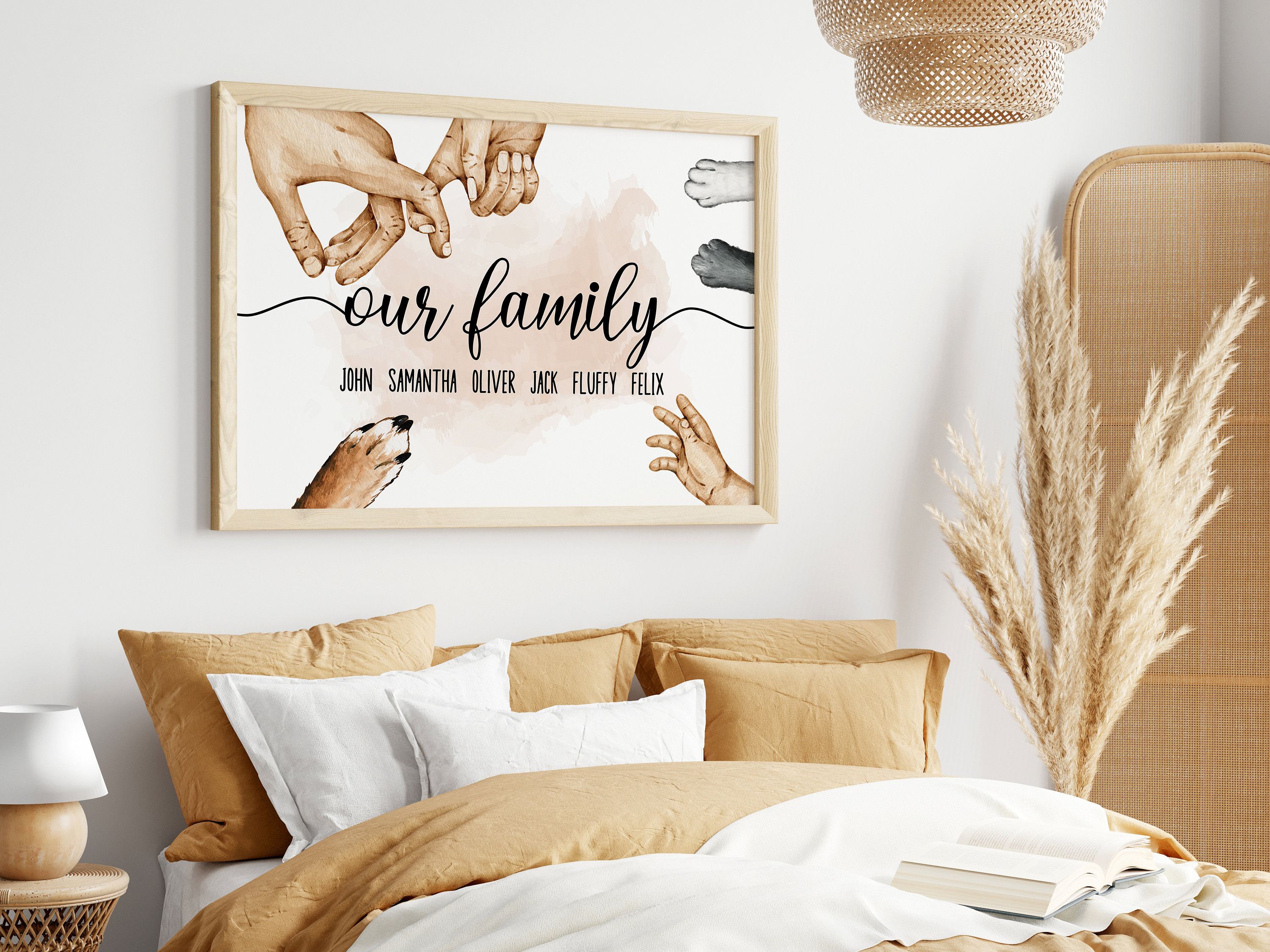 Family Hands Wall Art Pets Paws Print Our Family Poster Names - Etsy