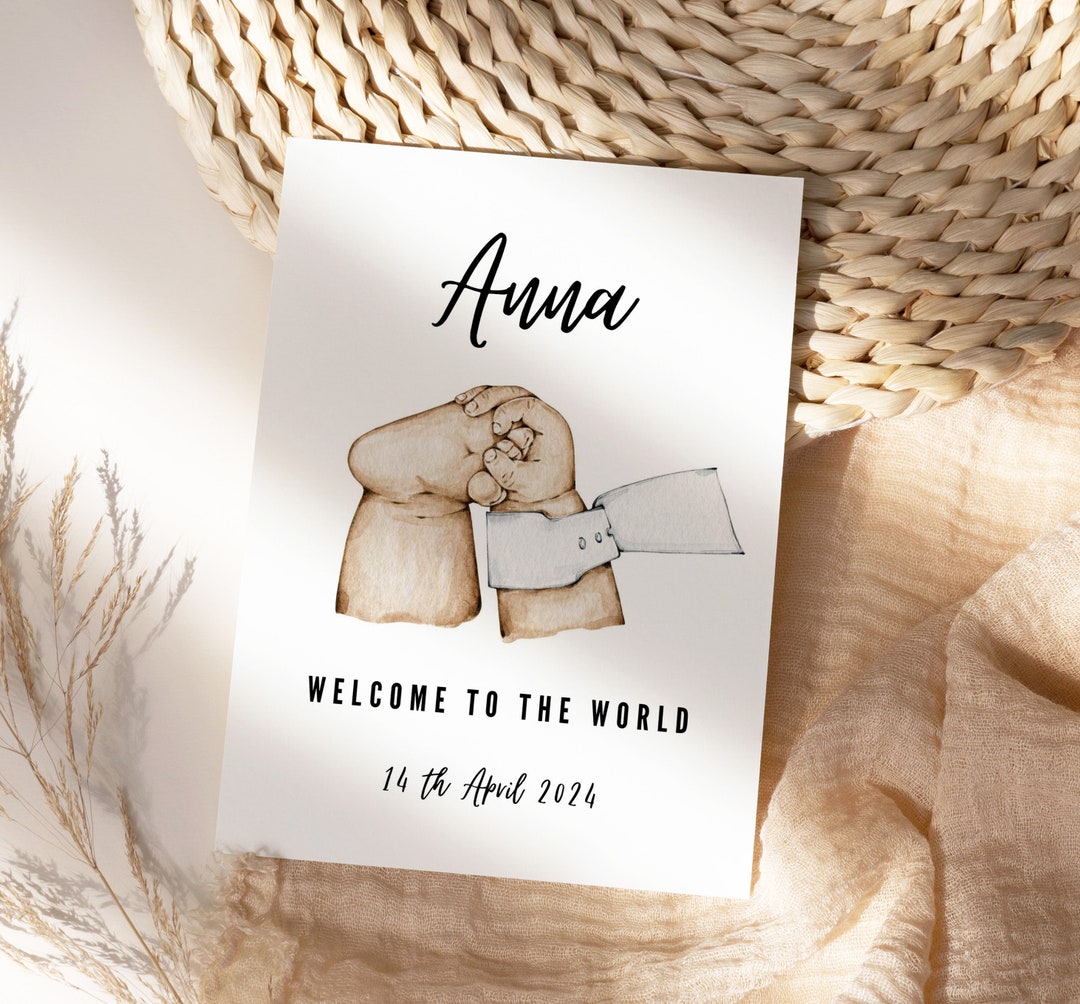 Personalized New Born Baby Greeting Card I Editable Family Holding Hand ...