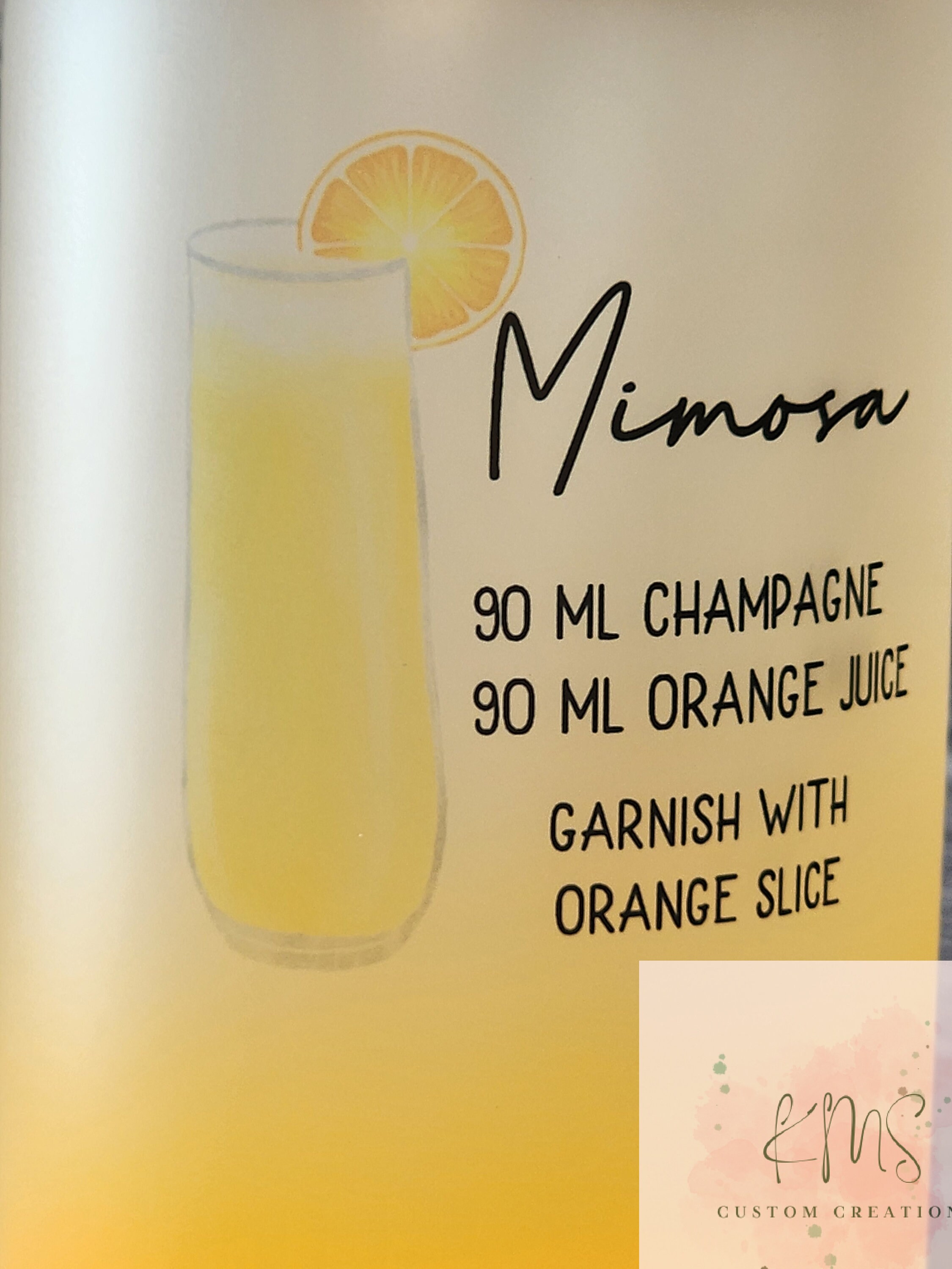Neon Orange Mimosa Drink 16 Oz Frosted Glass Tumbler - Etsy