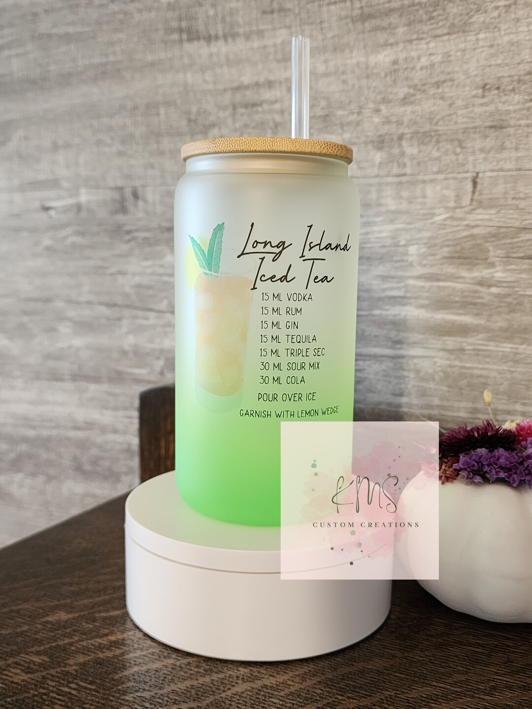 Neon Green Long Island Iced Tea Drink 16 Oz Frosted Glass Tumbler - Etsy