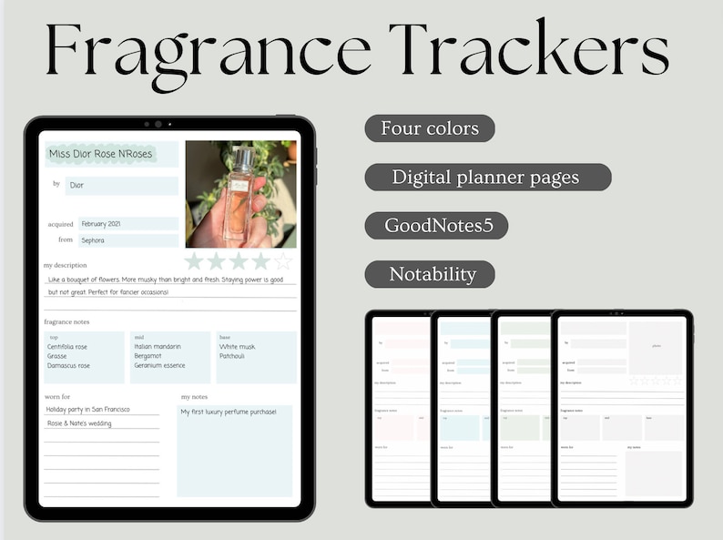 Fragrance Trackers | Digital Planner Pages for Organization ...