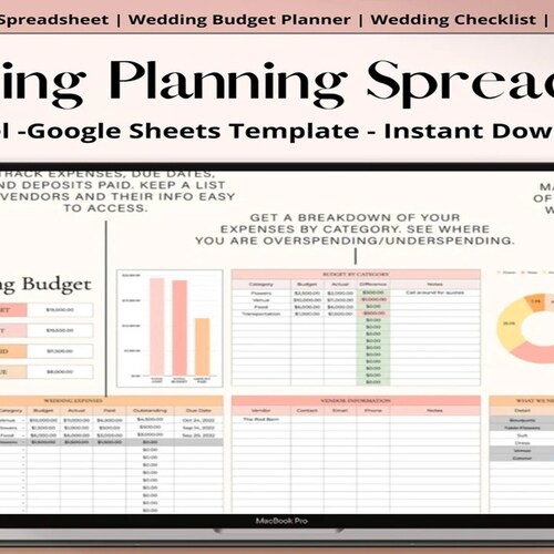 Wedding to Do List Google Sheets Spreadsheet Wedding Planner - Etsy
