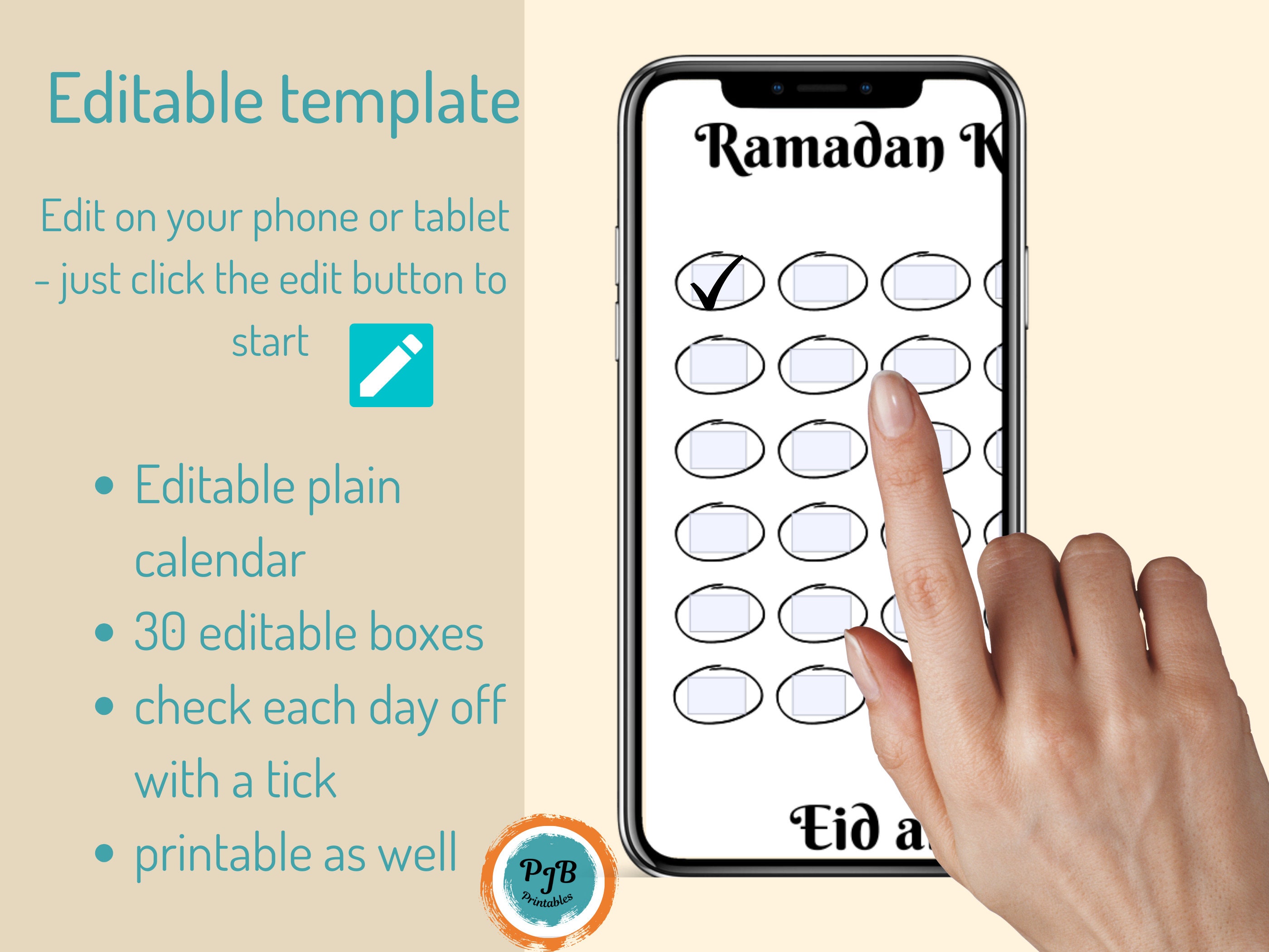 Ramadan Calendar, Editable Calendar, Ramadan Countdown, Eid Kareem ...