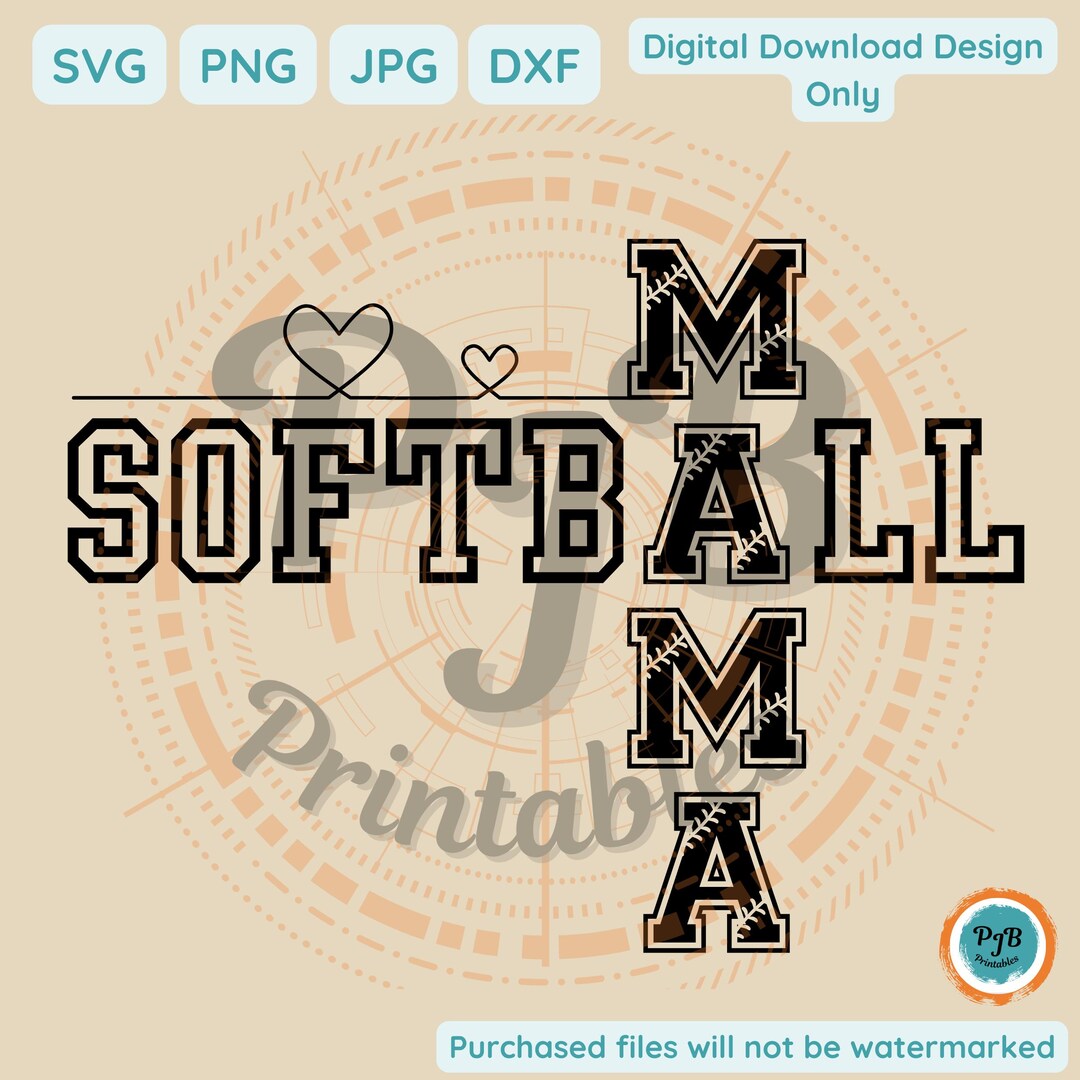 Softball Mama SVG Parent Shirt Svg Design for Mom Life Svg Mama Heart ...