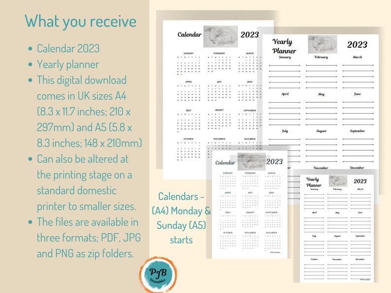 Yearly Planner, Printable Calender, Monthly Planner 2023, Rabbit, Year ...