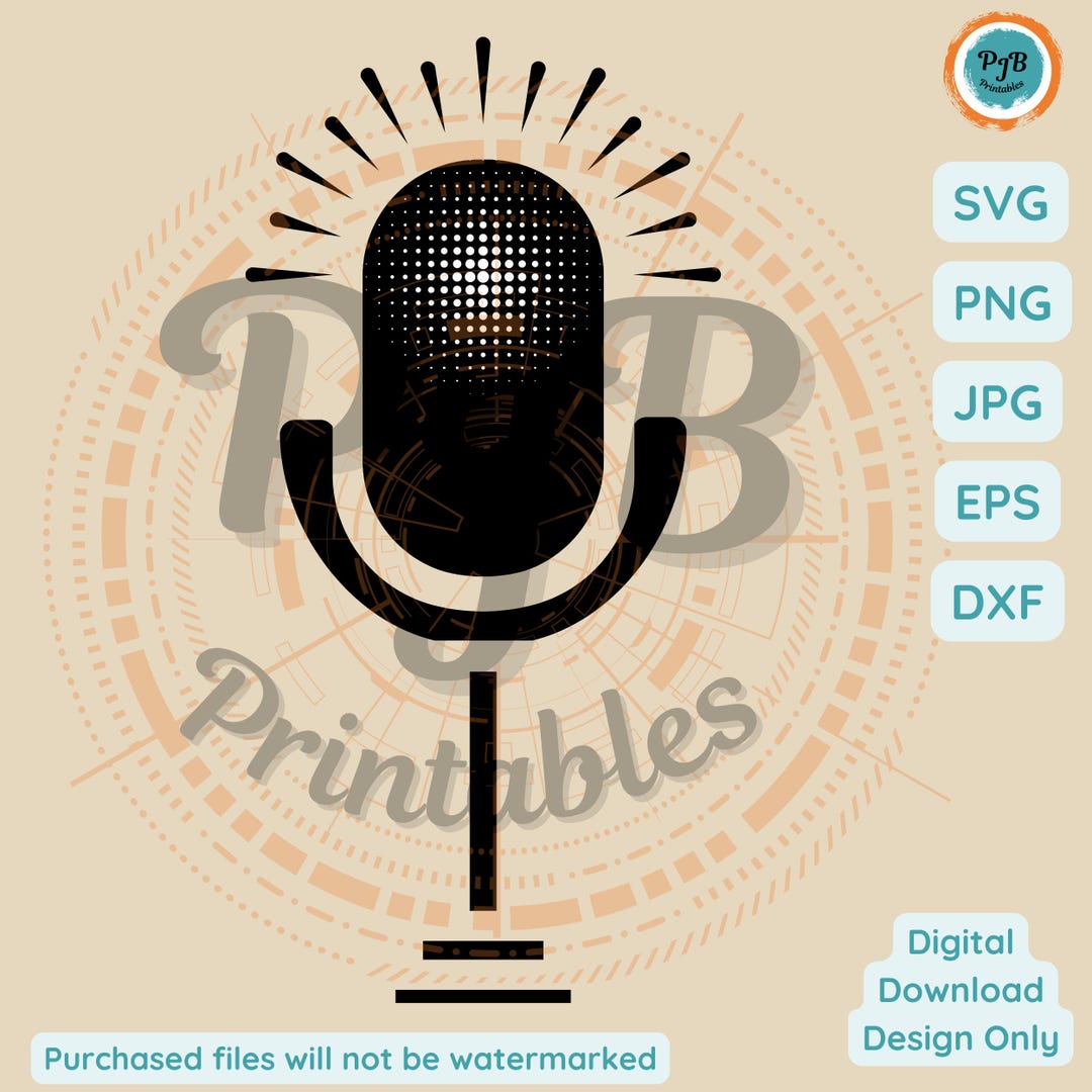 Vintage Microphone SVG Music PNG Cricut Music Lover Gift of Sound Waves ...