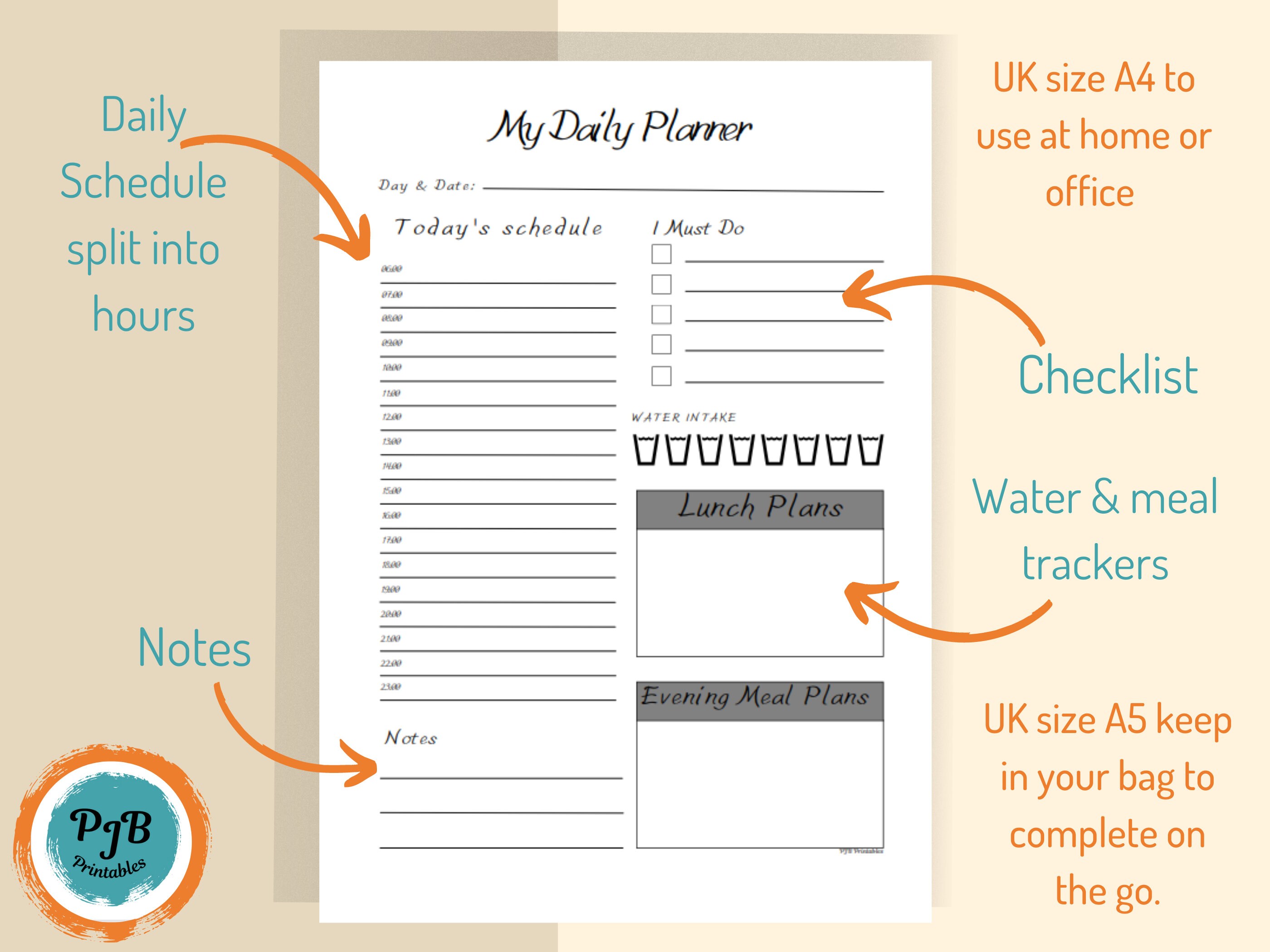 Daily Planner Printable, Daily Itinerary, Daily Schedule, Productivity ...