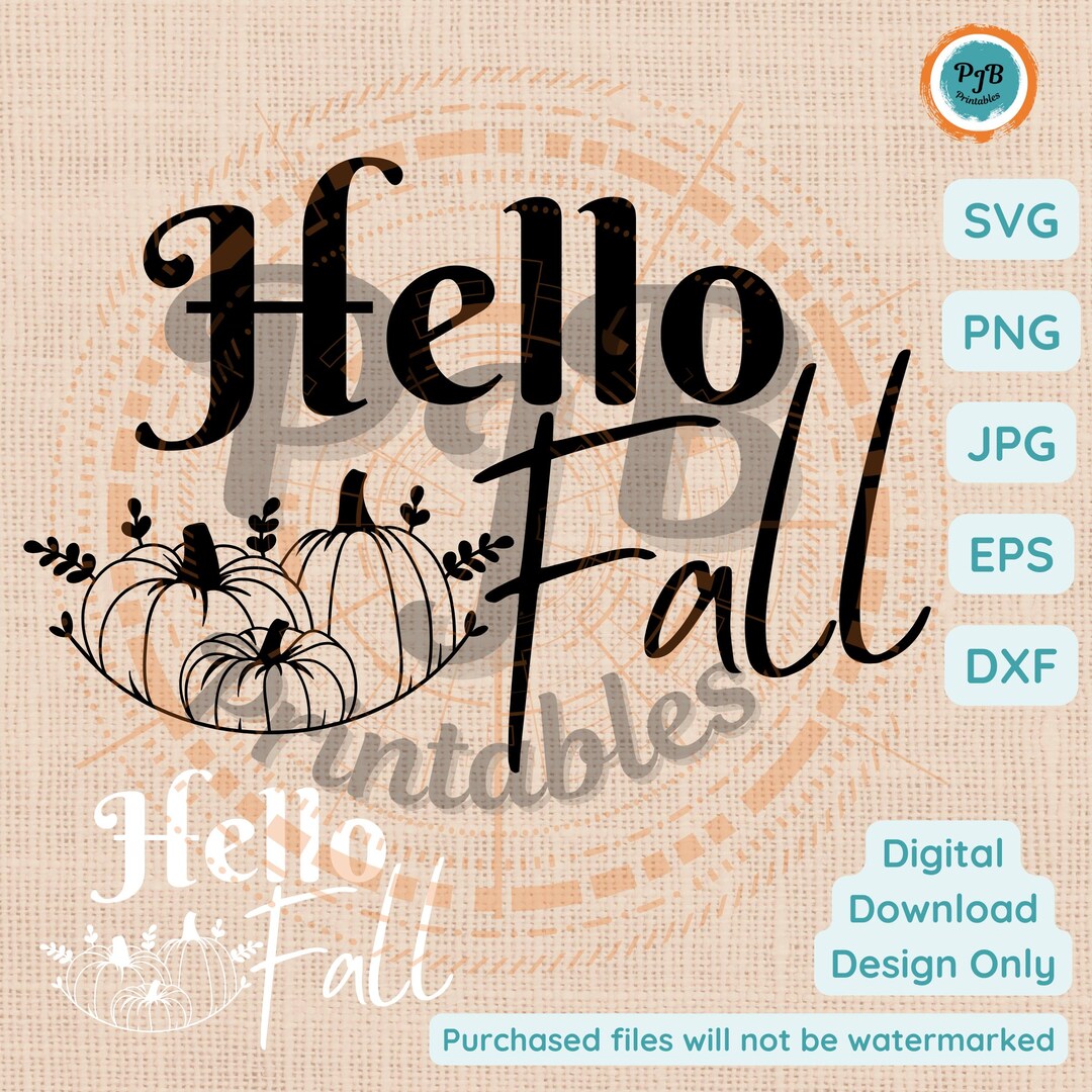 Hello Fall SVG Leaves PNG File CNC Template Cricut Fonts Svg ...