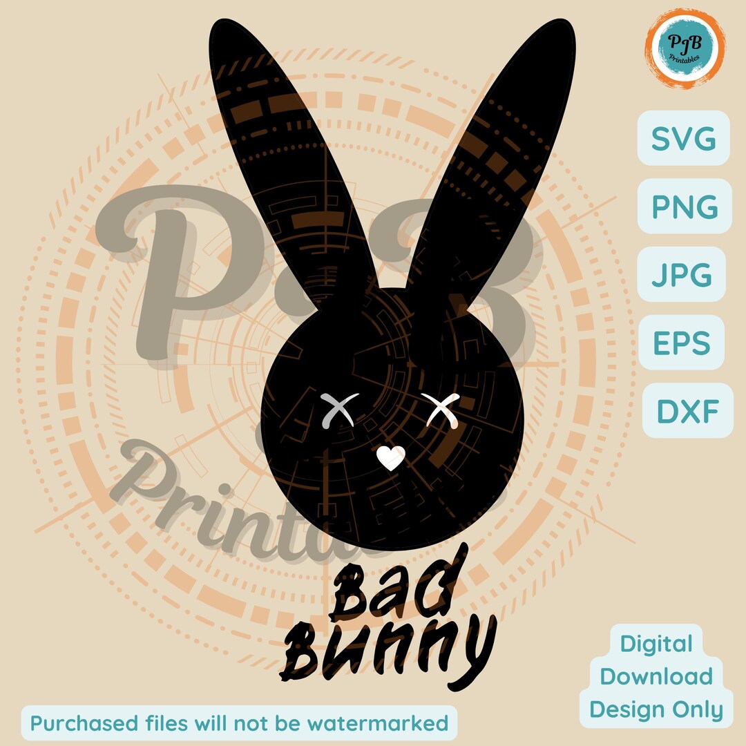Bad Bunny SVG Rappers Png Dxf Eps Jpg Rabbit Head Cricut Svg Easter ...