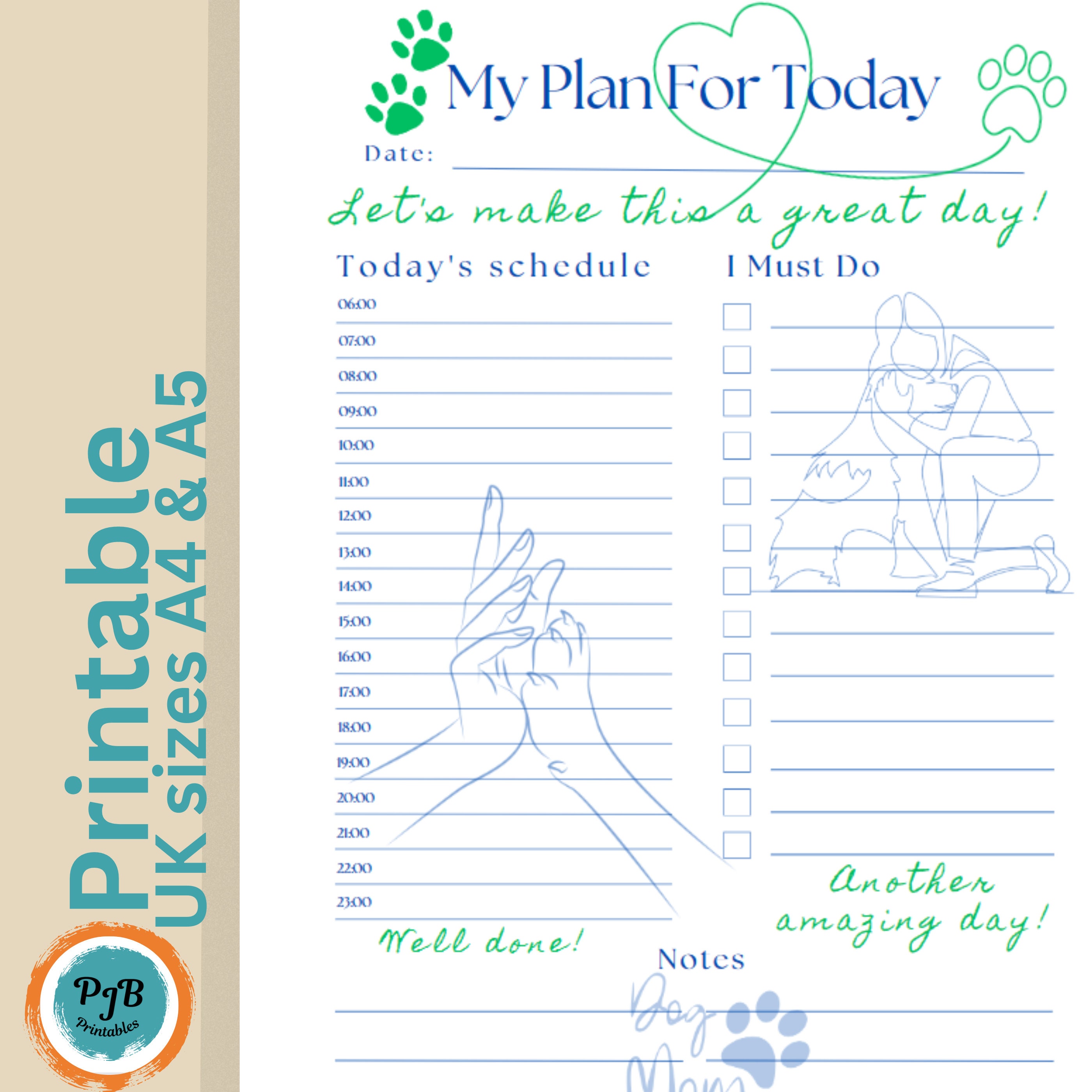 Daily Planner Printable, Daily Itinerary, Dog Mom Themed, Pet Lovers ...