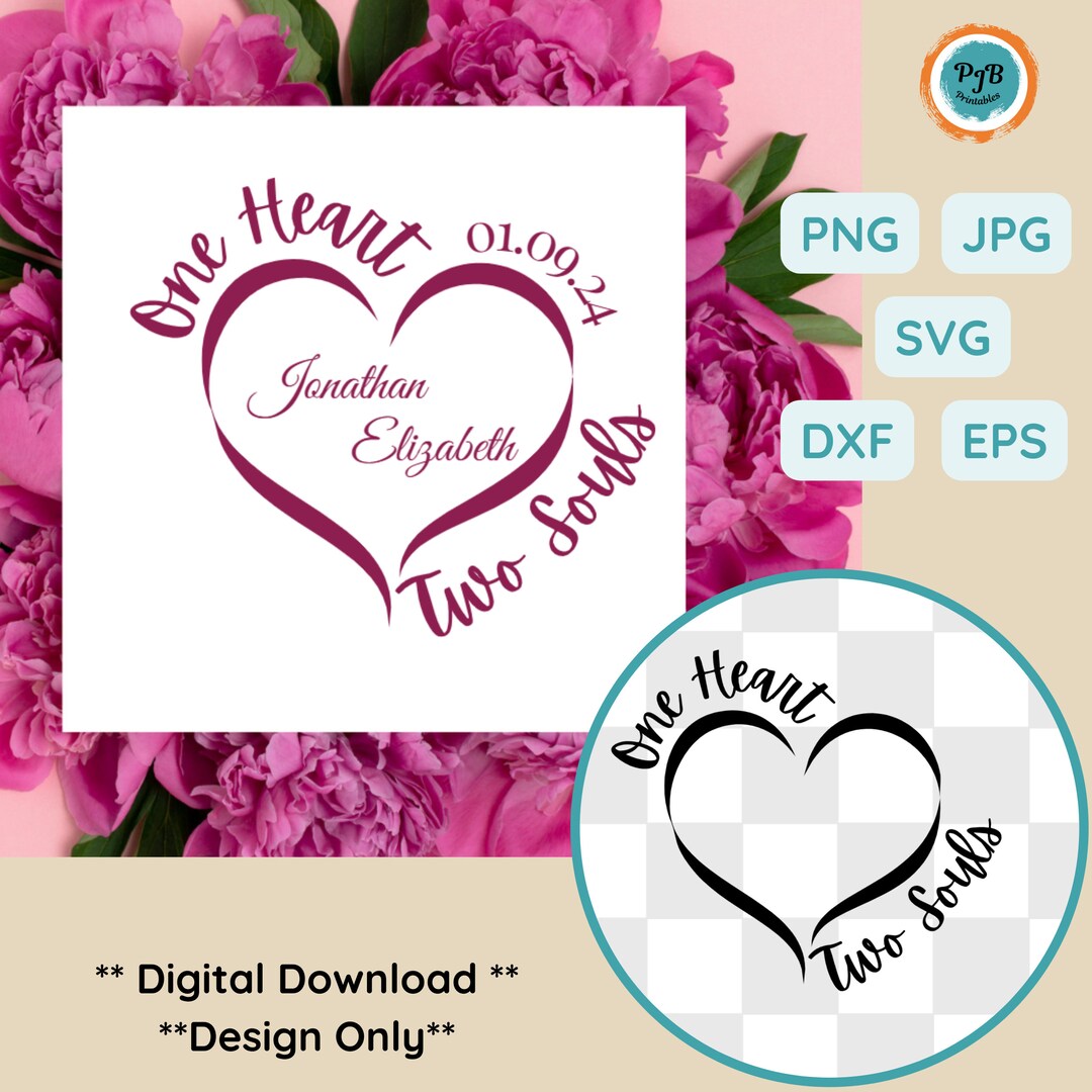 One Heart Wedding SVG File for Cnc Sign Template PNG for - Etsy Australia