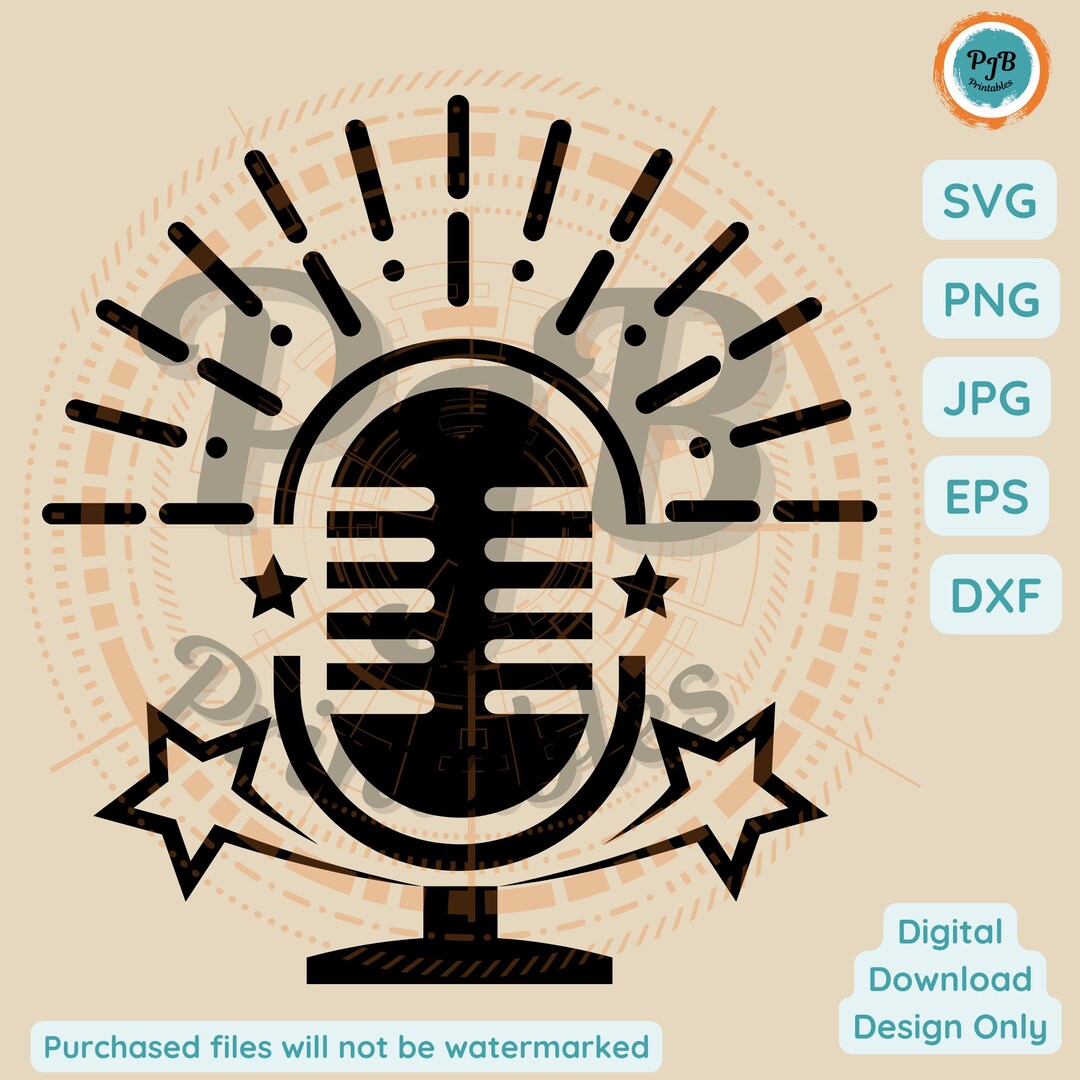 Vintage Microphone SVG Music PNG Cricut Music Lover Gift of Sound Waves ...