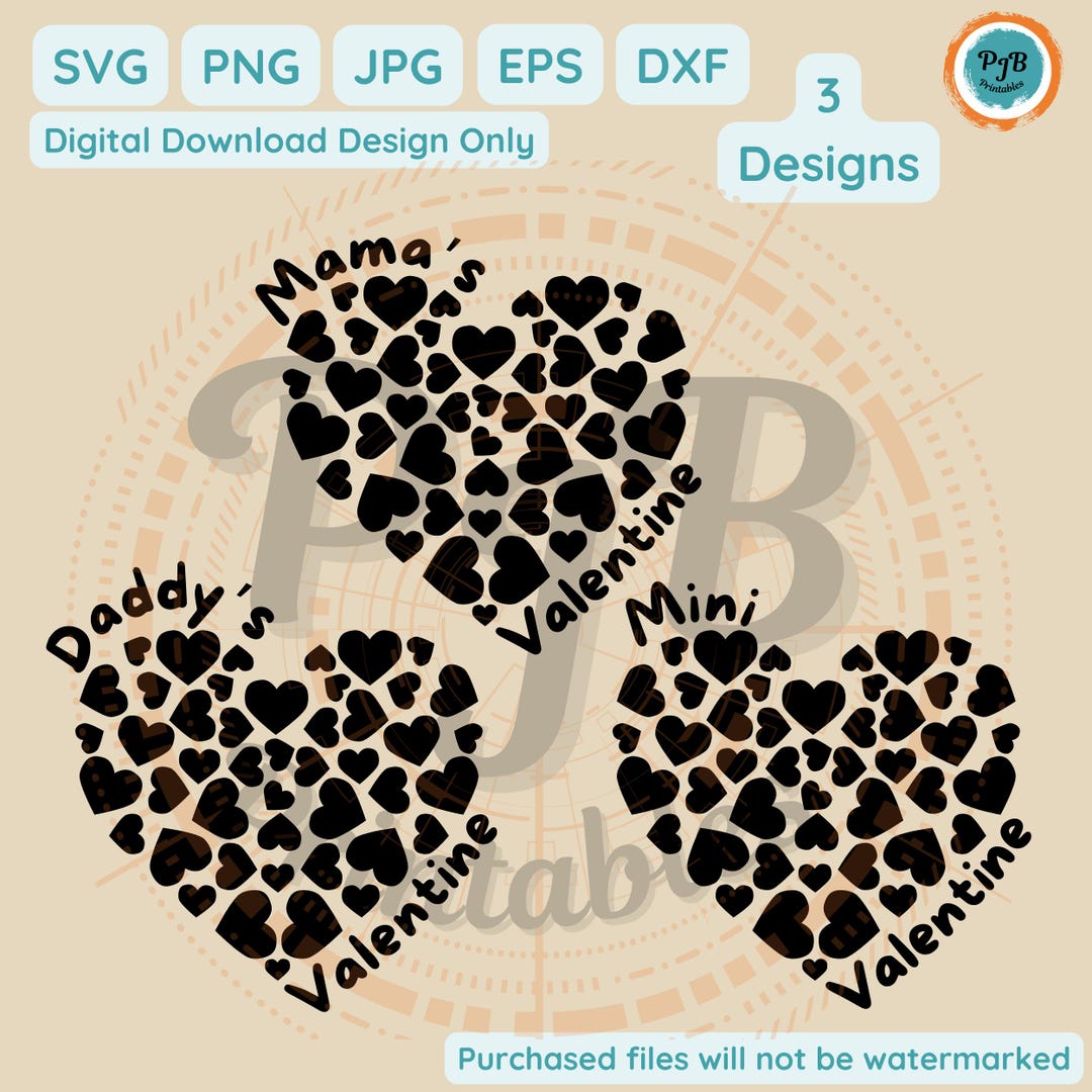 Daddy Valentine Mama Png Mini Valentine Hearts SVG Family Design Svg ...