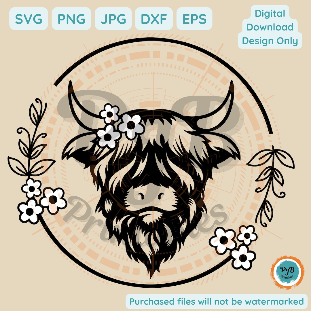 Cute Highland Cow Clipart Cow Face SVG Farm Animals Svg Files for ...
