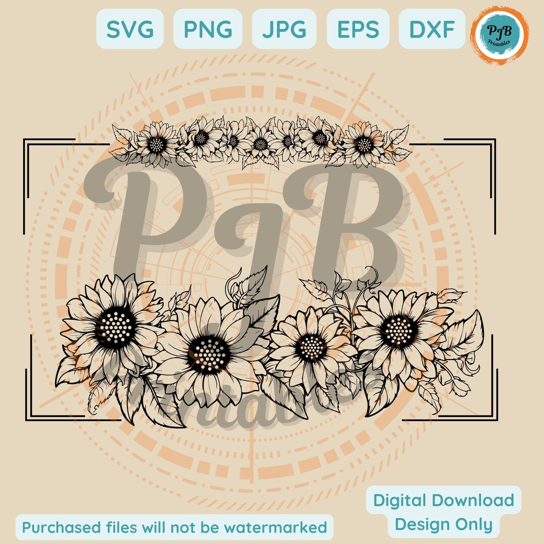 Sunflower SVG Nature PNG Sunflower Border Svg Floral Themed Gifts for ...