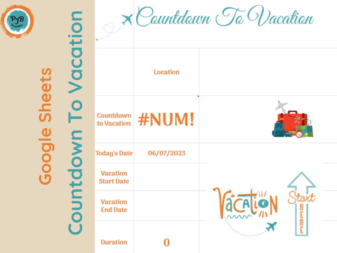 Google Sheet, Vacation Countdown Template, Holiday Time, Trip Calendar ...