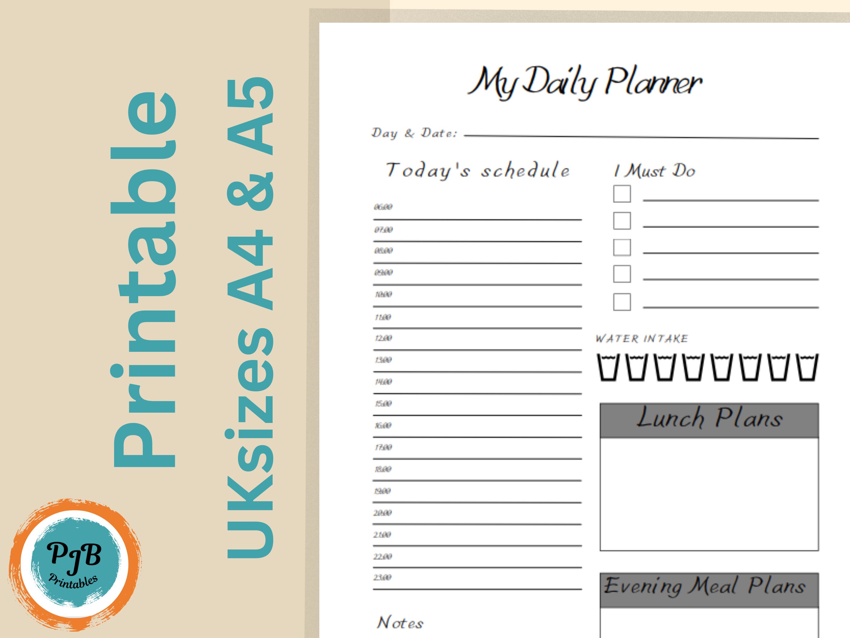 Daily Planner Printable, Daily Itinerary, Daily Schedule, Productivity ...