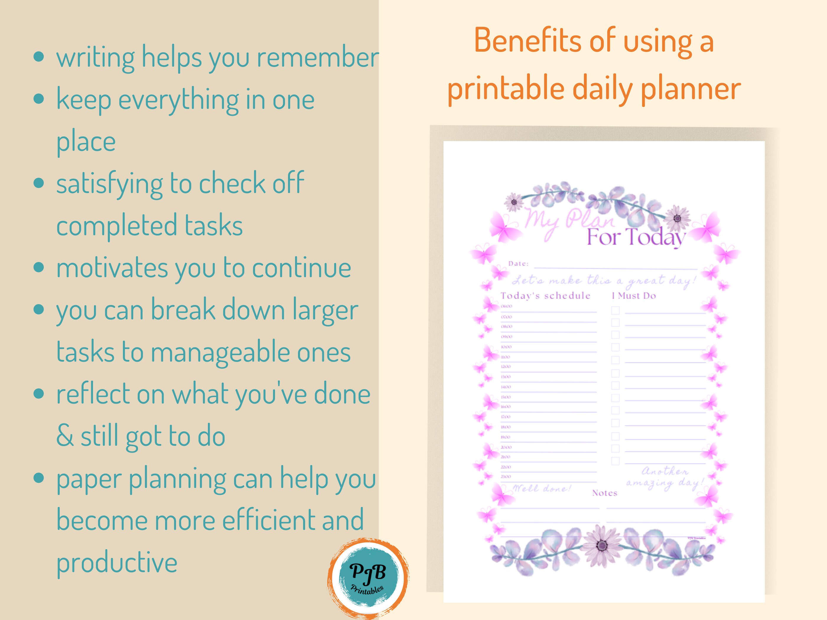 Daily Planner Printable, Daily Itinerary, Butterfly Themed Templates ...