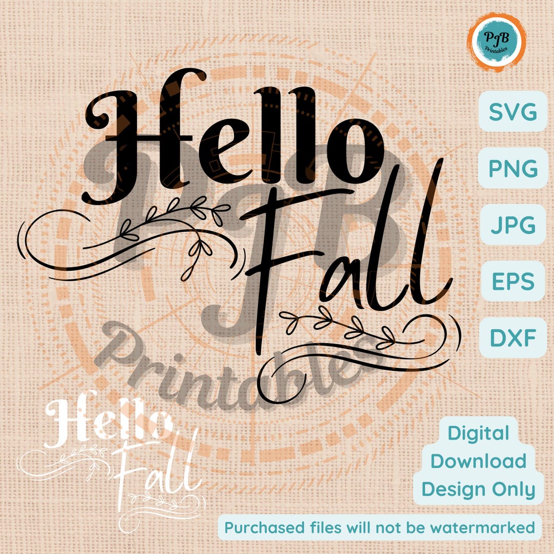 Hello Fall Svg Leaves Autumn Clipart Png Cricut Svg Sublimation Designs ...