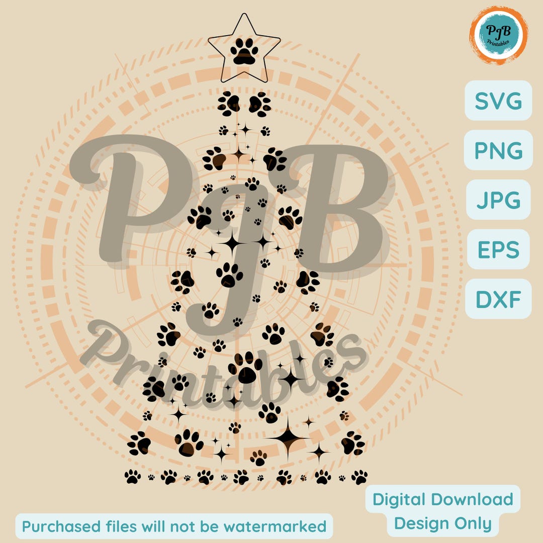 Paw Tree SVG Christmas Tree PNG Dog Paw Print Svg Cat Paw Print Svg ...