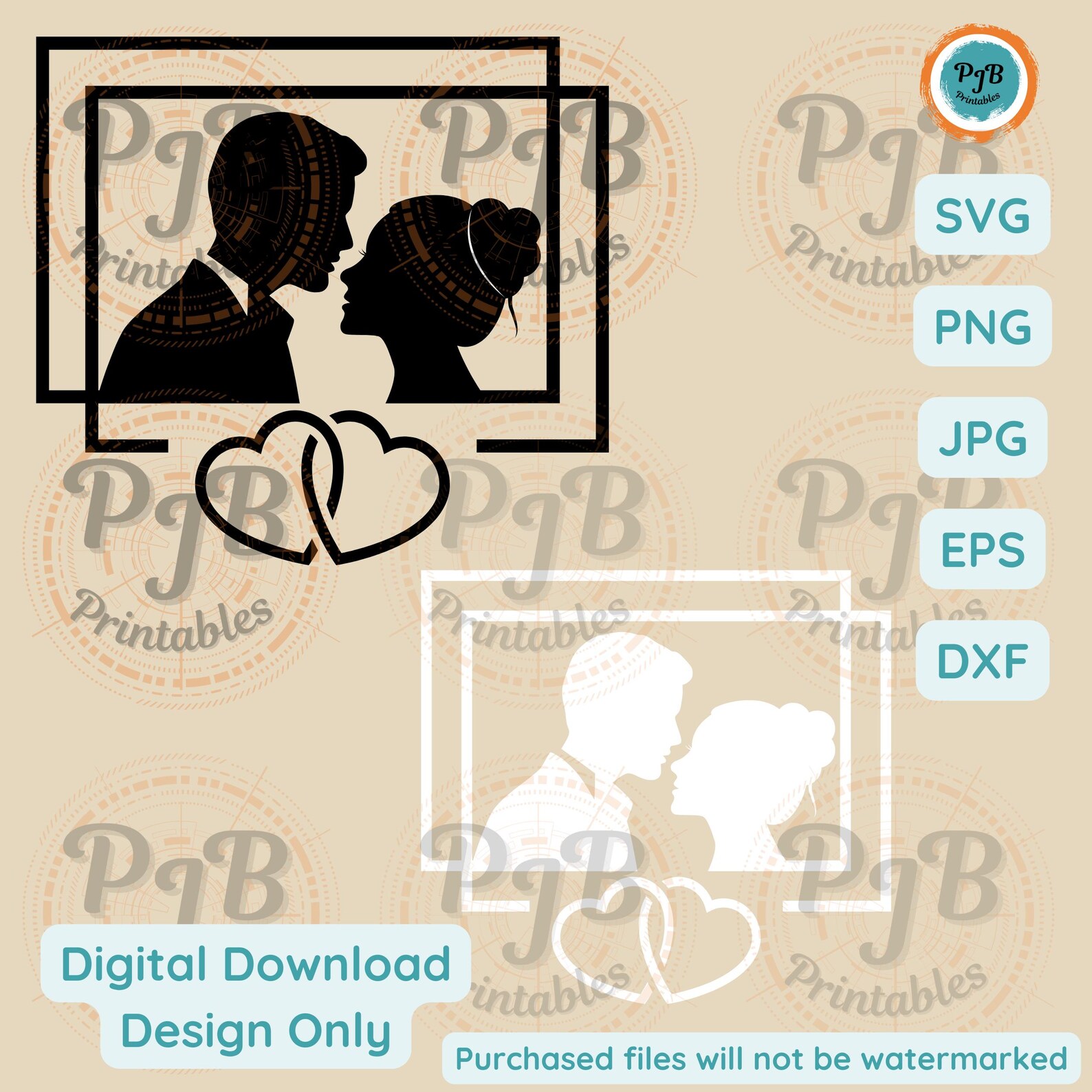 Wedding Couple Silhouette SVG Cricut Wedding Hearts Svg Bride and Groom ...