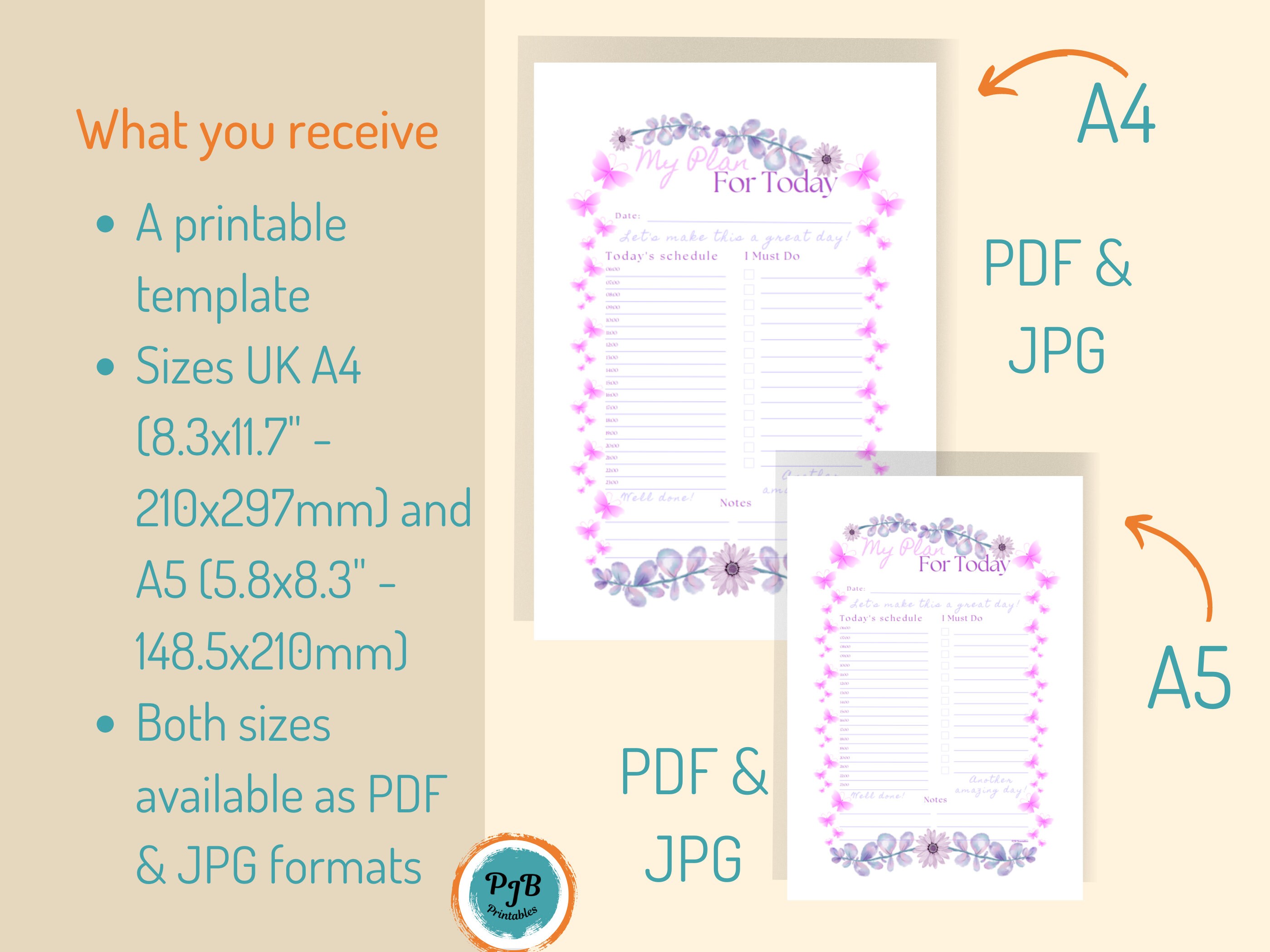 Daily Planner Printable, Daily Itinerary, Butterfly Themed Templates ...
