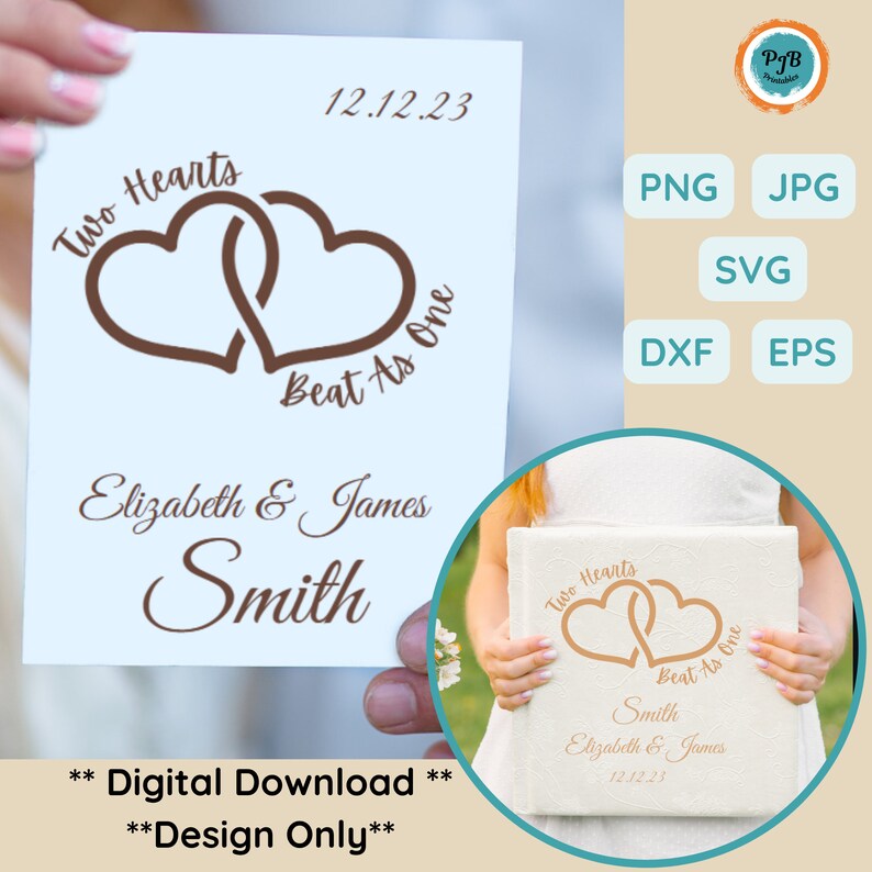 Two Hearts SVG Engagement PNG Wedding Present for Couples - Etsy