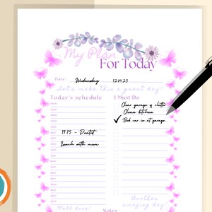 Daily Planner Printable, Daily Itinerary, Butterfly Themed Templates ...