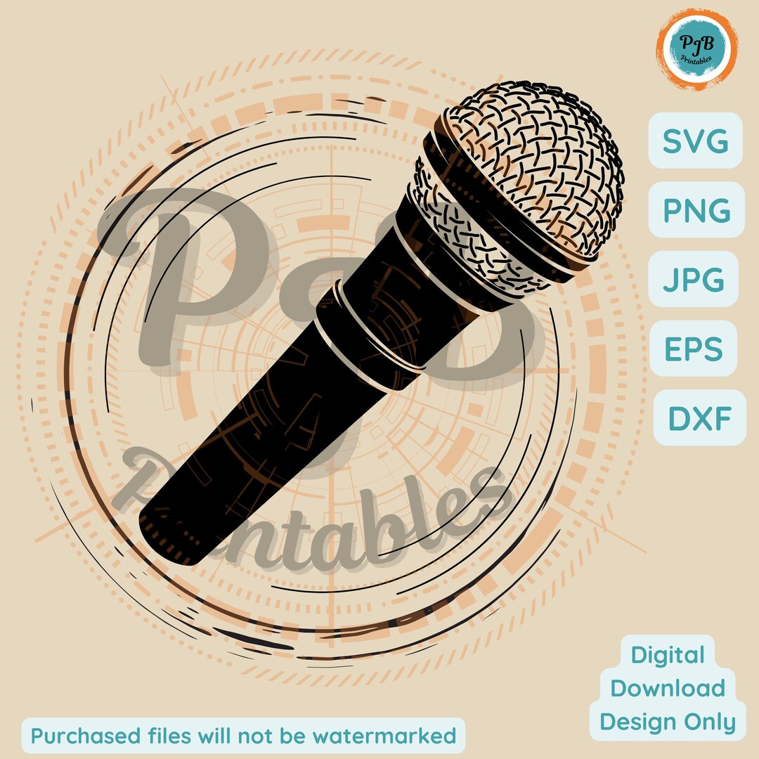 Microphone SVG Music PNG Cricut Music Lover Gift of Sound Waves Svg ...