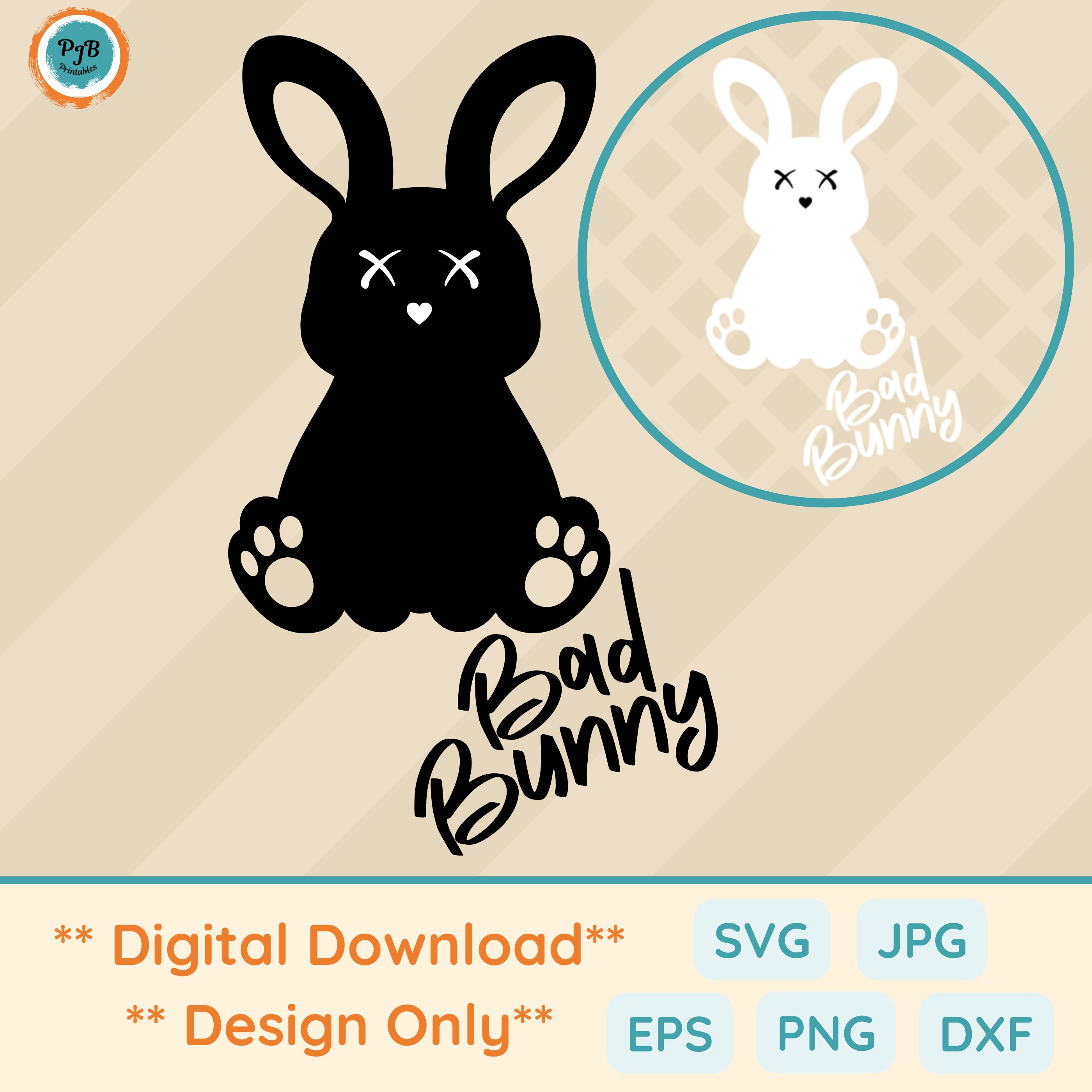 Bad Bunny Svg, Rabbit Silhouette, Png, Dxf, Eps, Jpg, Cricut ...