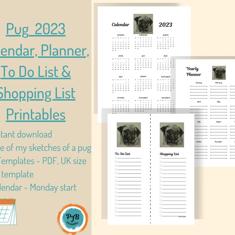 Pug Calendar - Etsy