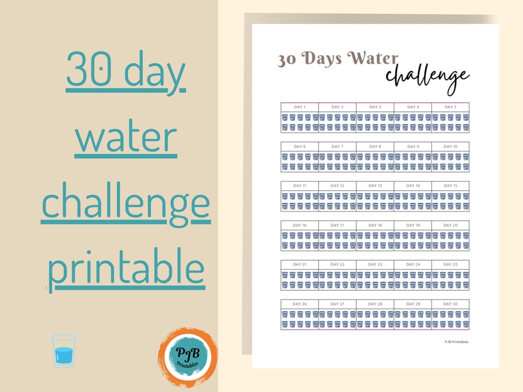 Water Intake Tracker, 30 Day Water Challenge, Hydration Tracker ...