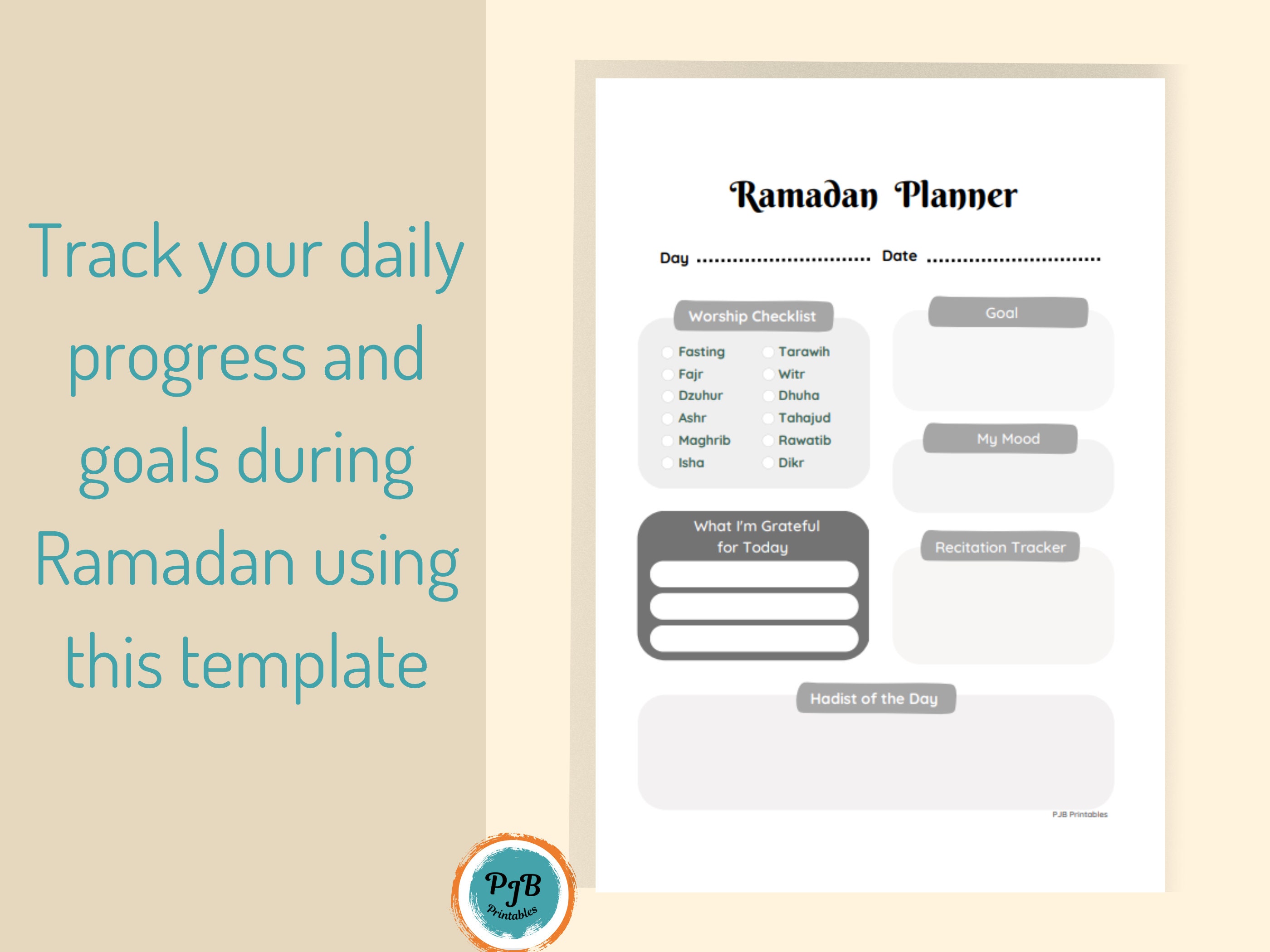 Ramadan Planner PDF, Editable Digital Planner, Ramadan Daily Planner ...