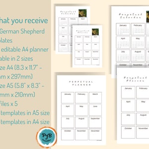 Perpetual Calendar Printable German Shepherd Gift Printable Yearly ...