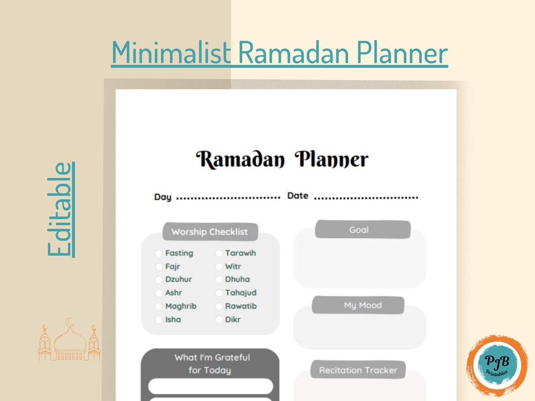 Ramadan Planner PDF, Editable Digital Planner, Ramadan Daily Planner ...