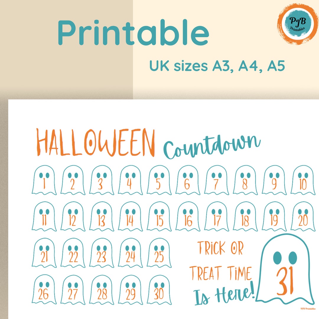 Halloween Kids PDF Printable Halloween Countdown Calendar October ...
