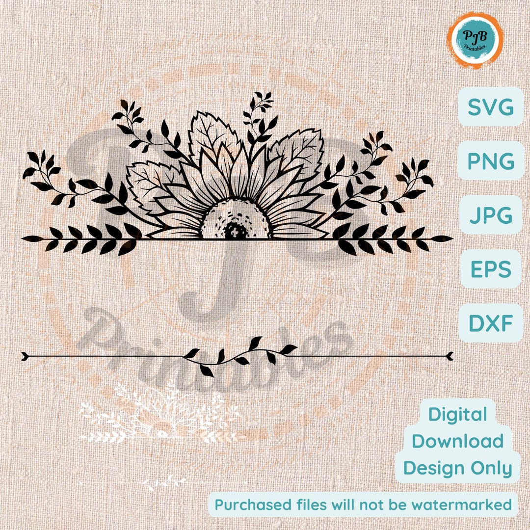 Sunflower SVG Nature PNG Sunflower Border Svg Floral Themed Gifts for ...
