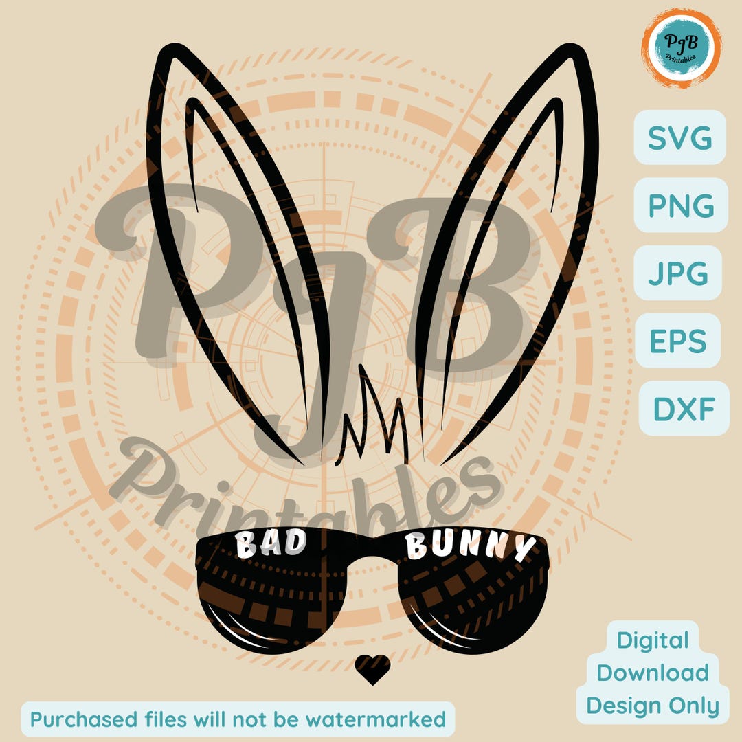 Bad Bunny Svg Bunny Rabbit Head Svg Animal Sunglasses Png Bad Bunny ...