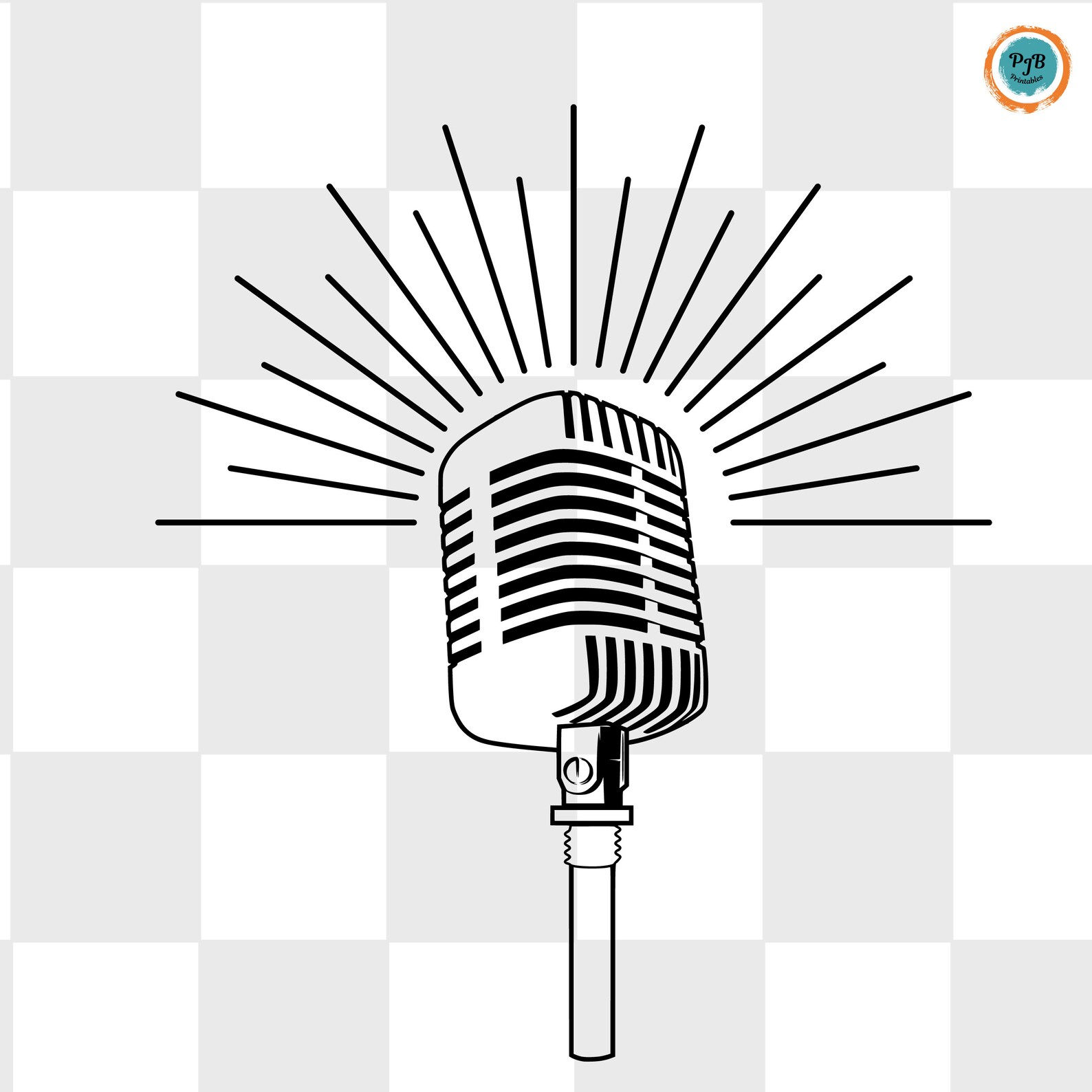 Vintage Microphone SVG Music PNG Cricut Music Lover Gift of Sound Waves ...