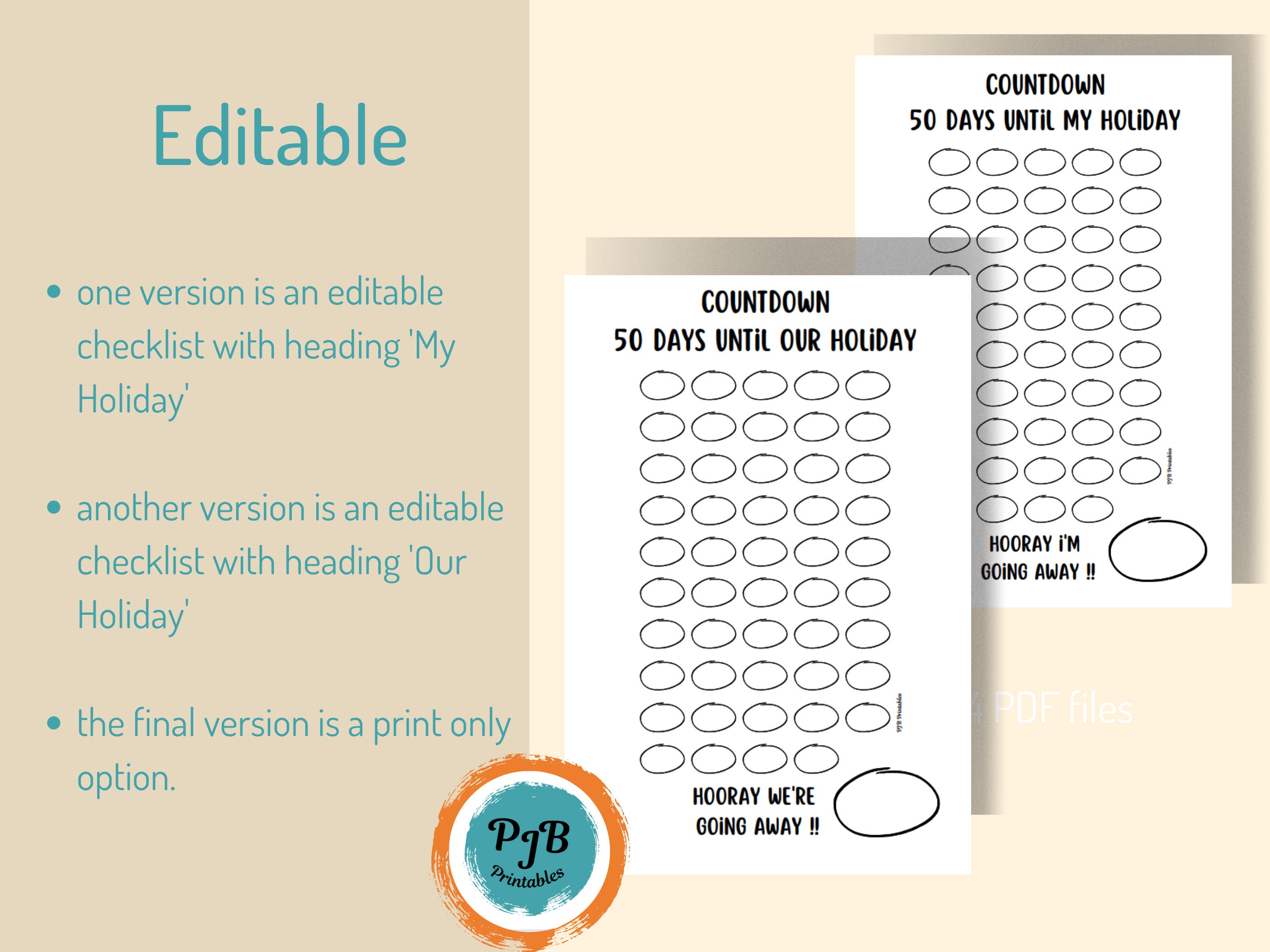 Holiday Countdown Editable PDF Download Digital Planner Inserts Days ...