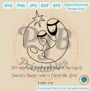 Nativity Scene SVG Bible Verse PNG Christmas Engraving Files for Cricut ...