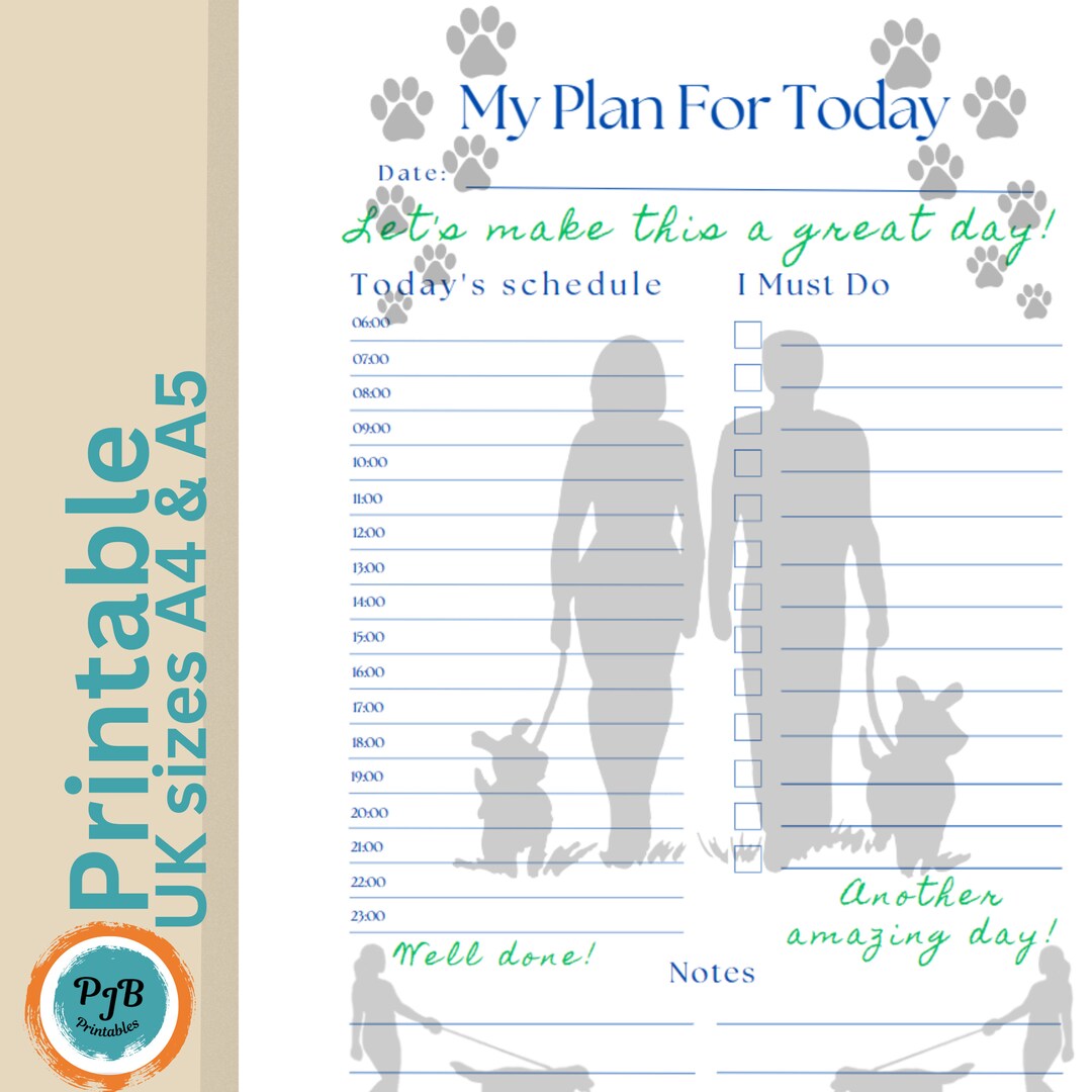 Daily Planner Printable, Daily Itinerary, Dog Themed, Pet Lovers ...