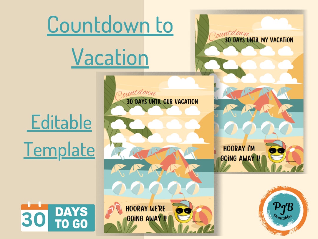 Countdown to Vacation Planning Editable 30 Day Countdown Our Trip PDF ...