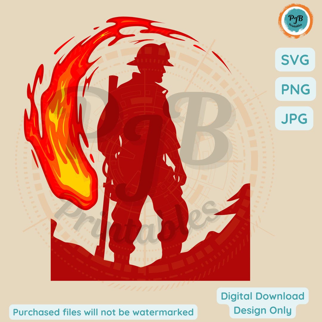 Firefighter SVG Flame Svg Firefighter Gift First Responder PNG Cricut ...