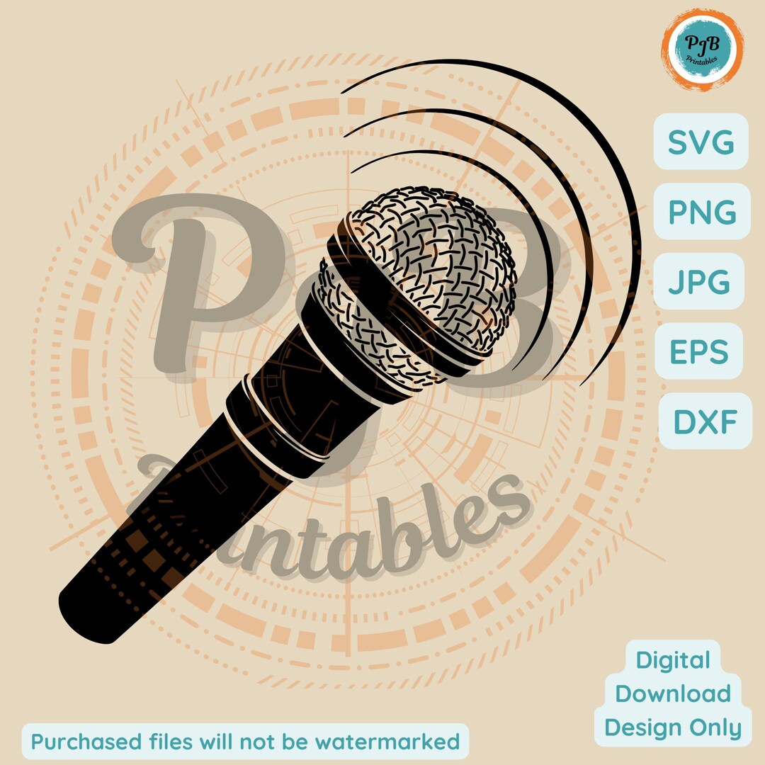 Microphone SVG Music PNG Cricut Music Lover Gift of Sound Waves Svg ...