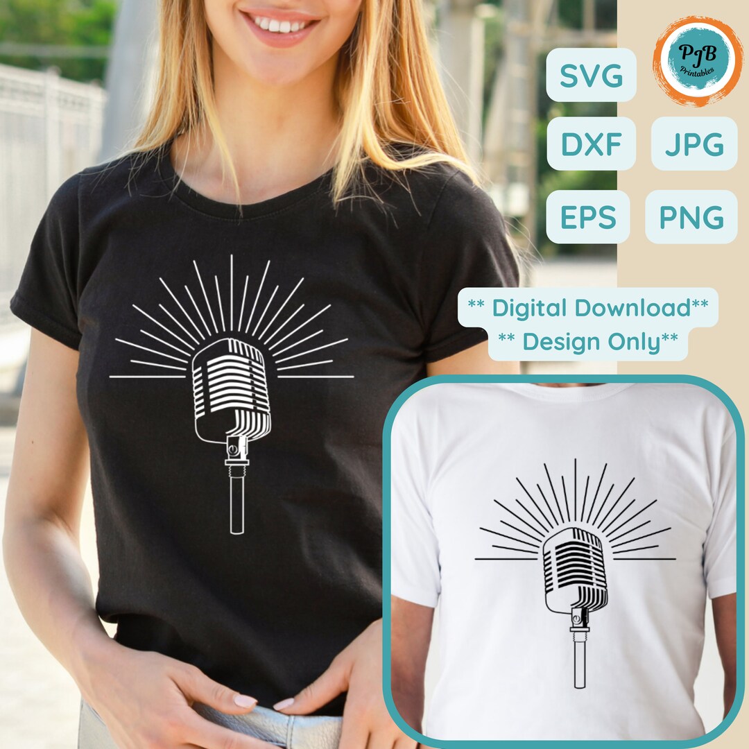 Vintage Microphone SVG Music PNG Cricut Music Lover Gift of Sound Waves ...