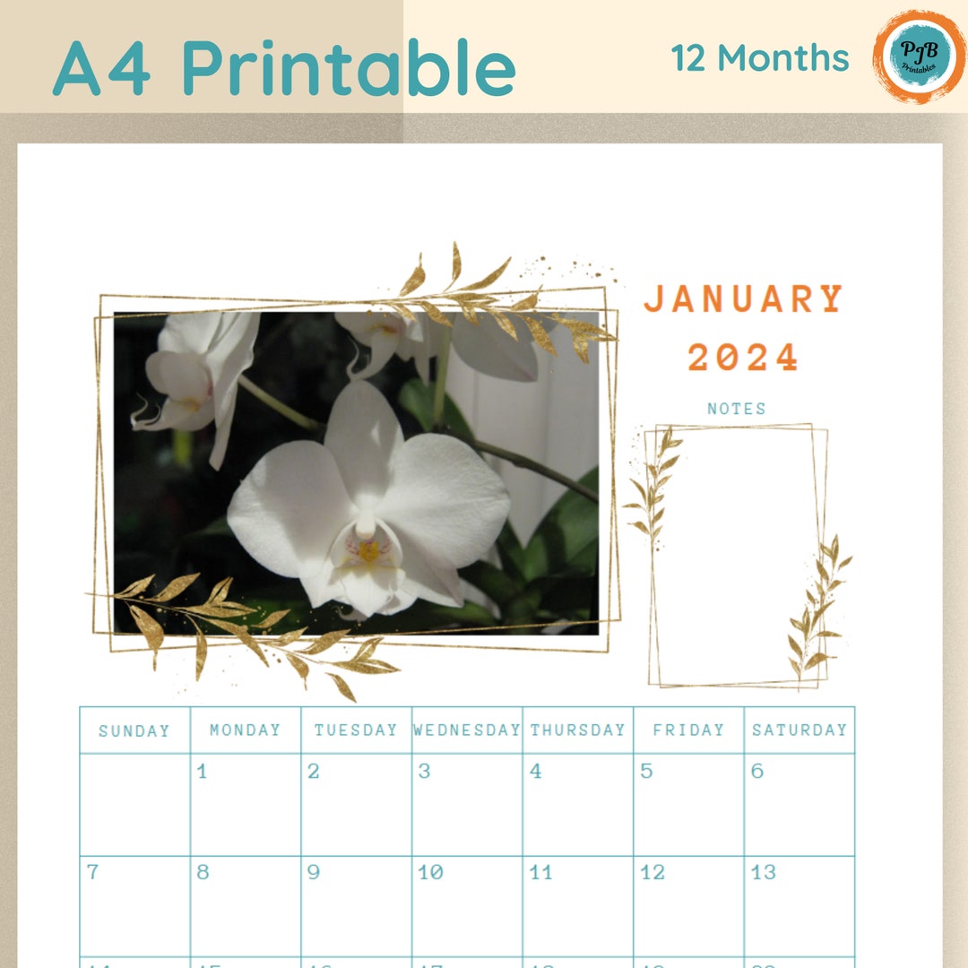 Floral Calendar 2024 Wall Calendar Planner Printable PDF Download ...